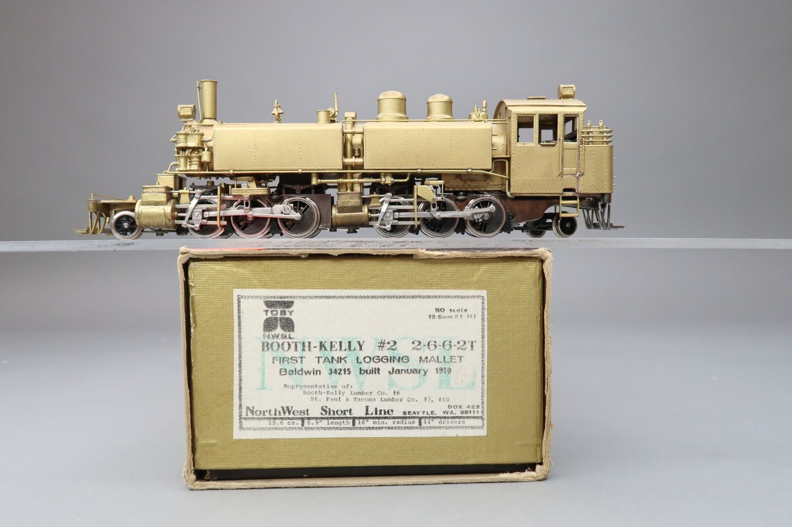 HO Brass Model - NWSL Booth Kelly 2-6-6-2T First Tank Logging Mallet #2 ...