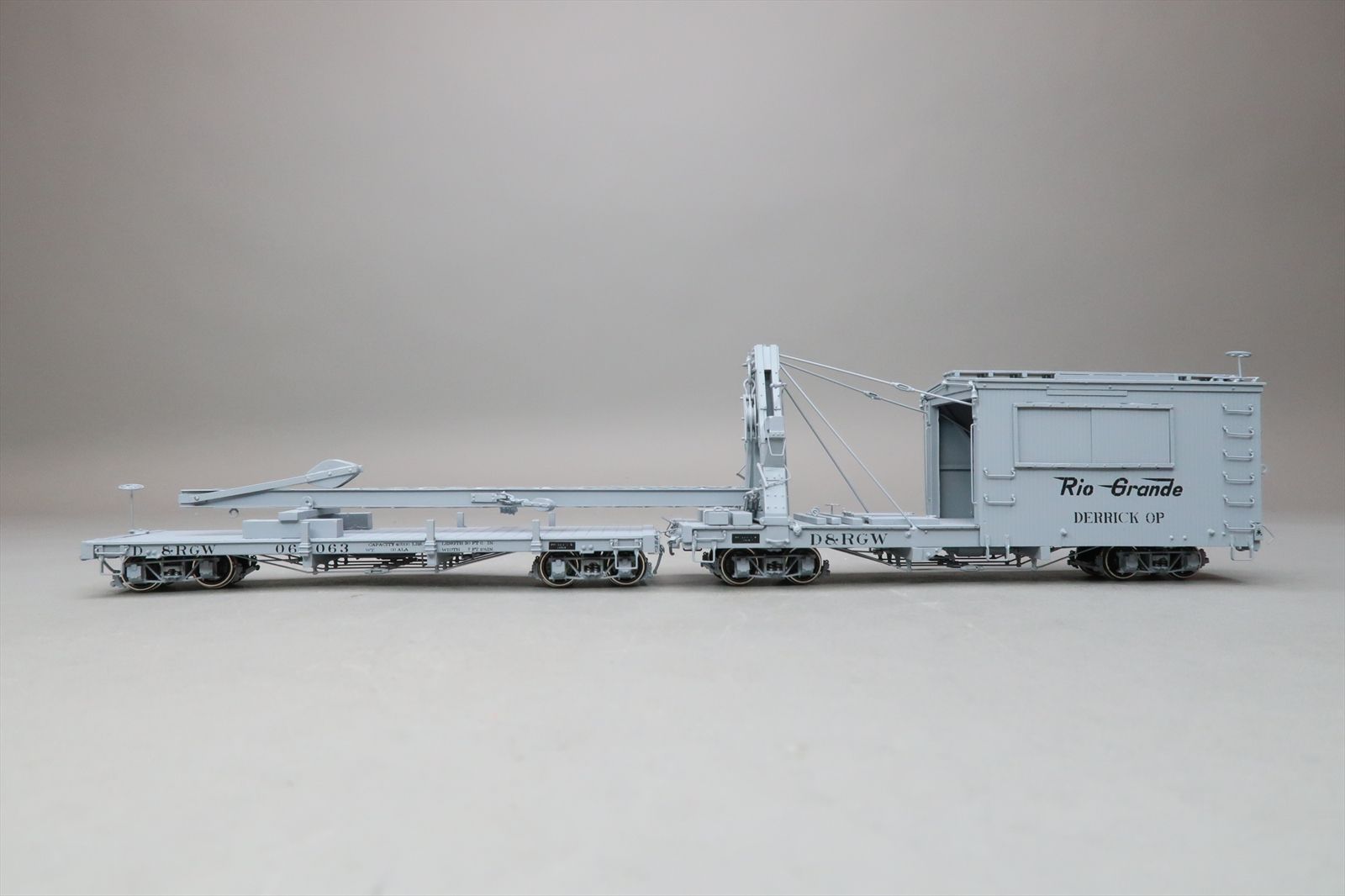 Sn3 Brass Model - DP D&RGW Rio Grande Derrick OP + Idler Flat Car ...