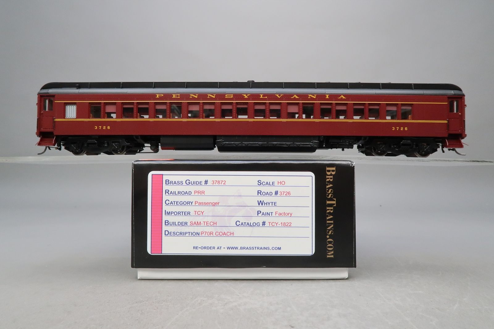 HO Brass Model - TCY 1822 PRR Pennsylvania P70R Class Coach 3-Stripe ...