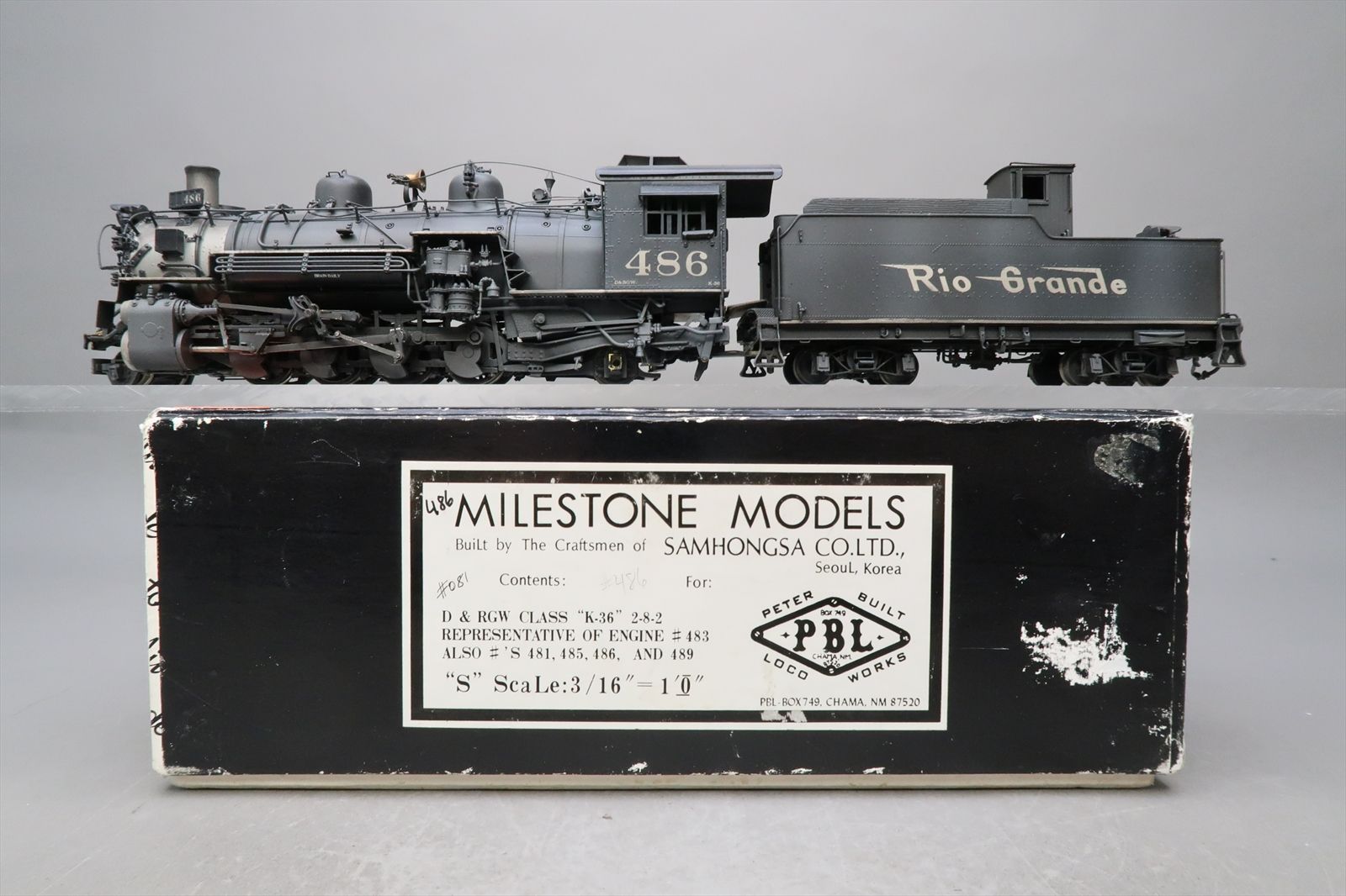 Sn3 Brass Model - P-B-L Milestone D&RGW Rio Grande K-36 2-8-2 #486 ...