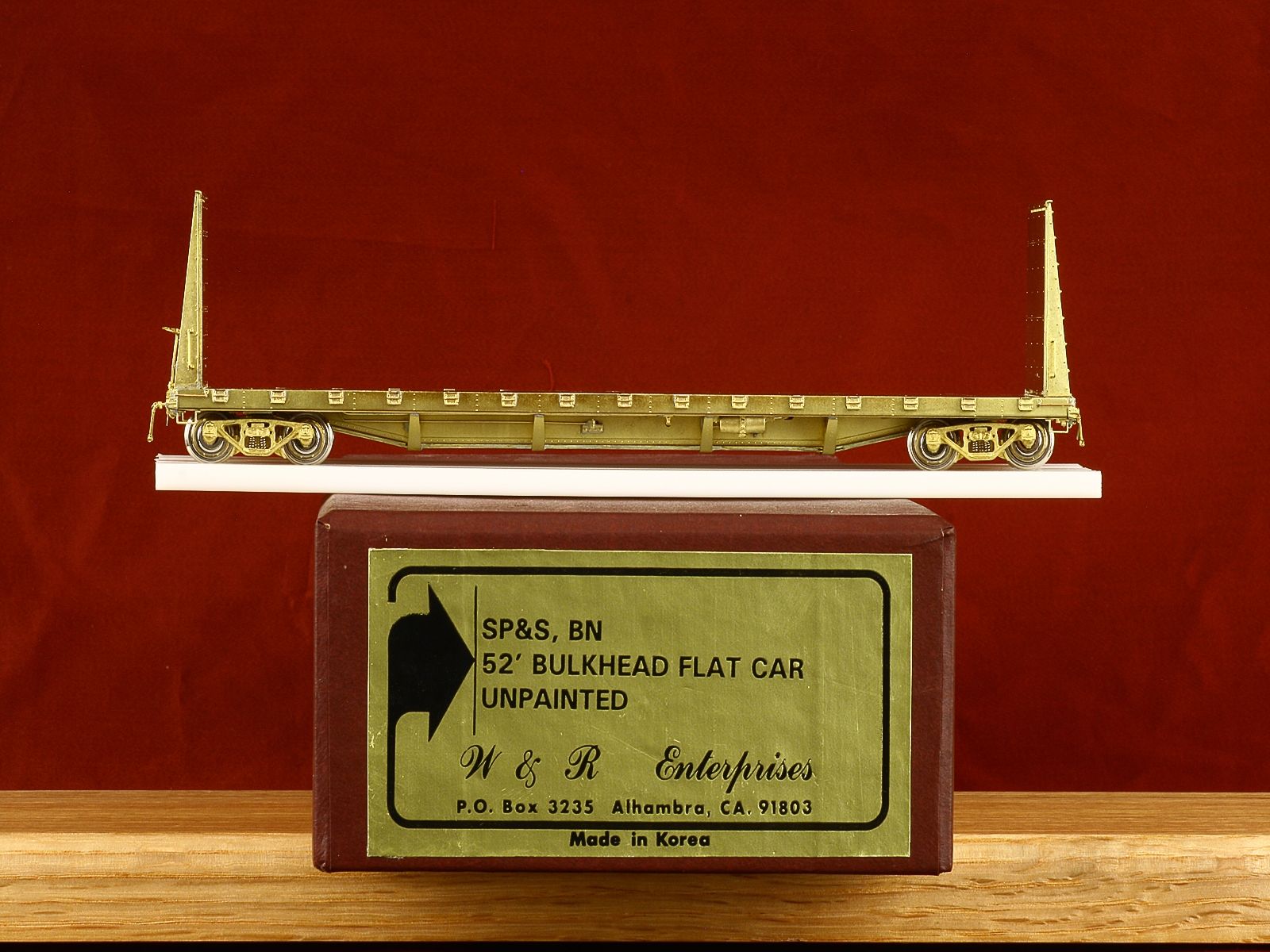 HO W&R SP&S NP CB&Q Bulkhead Flat Car, Unpainted