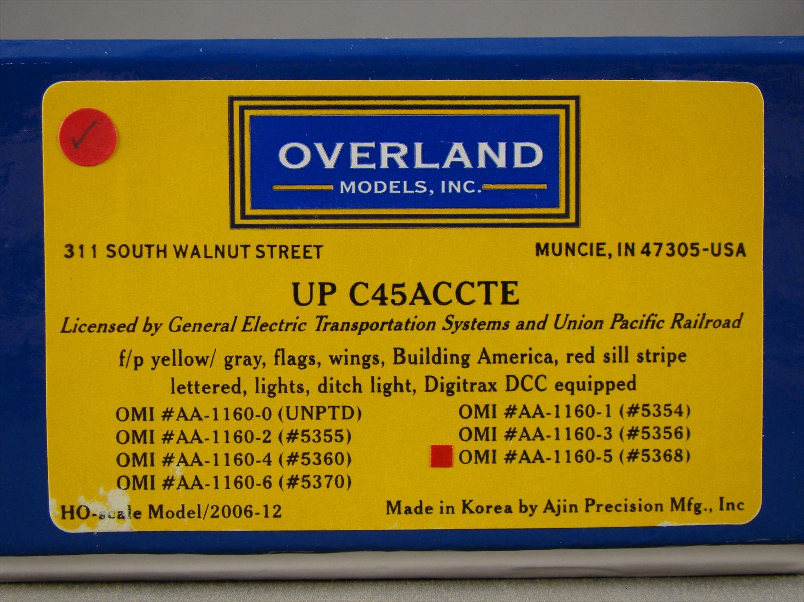 HO OMI UP C45ACCTE #5368 DC & DCC