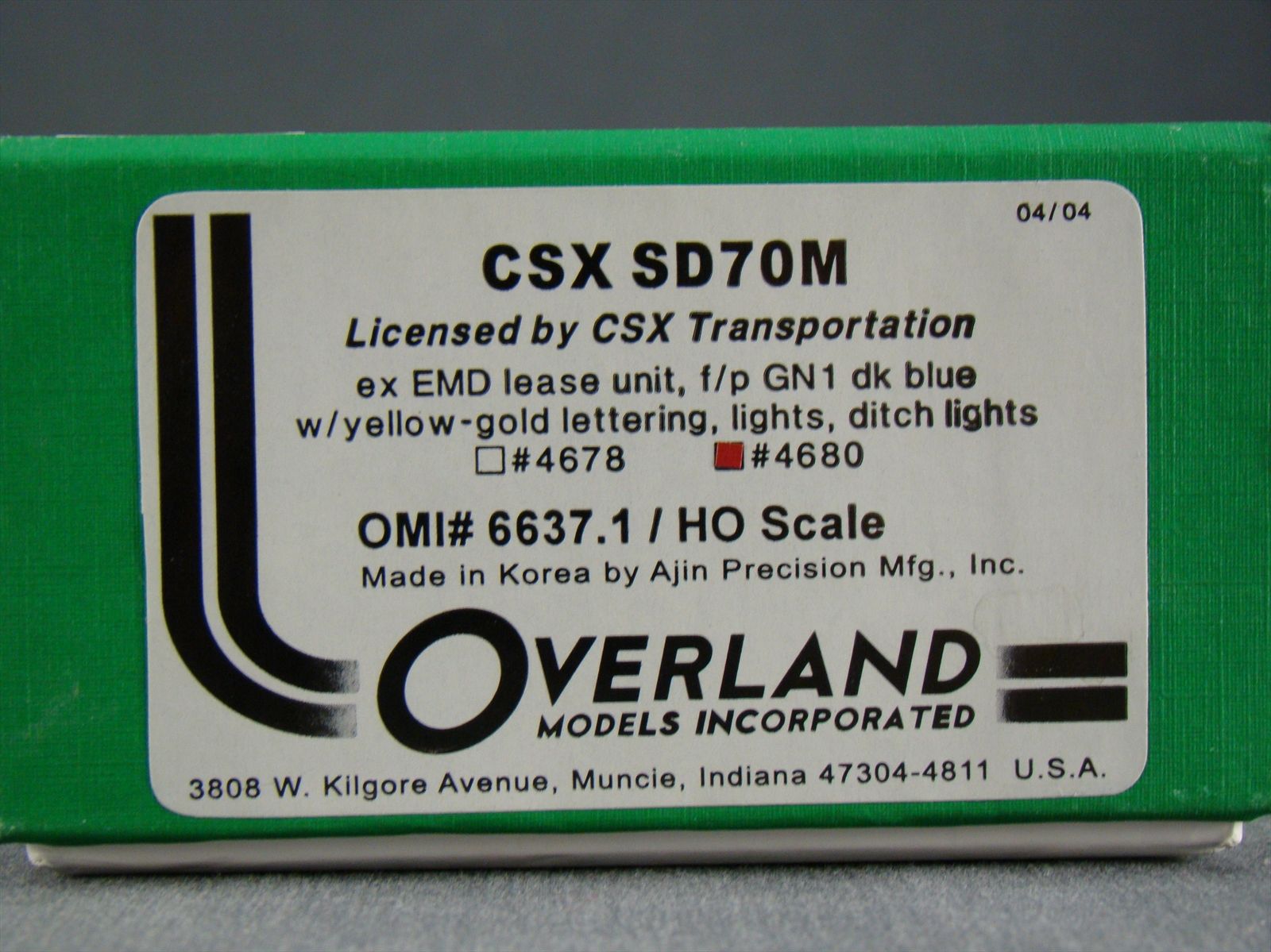 HO OMI CSX SD70M #4680 Ex-EMD Lease Unit