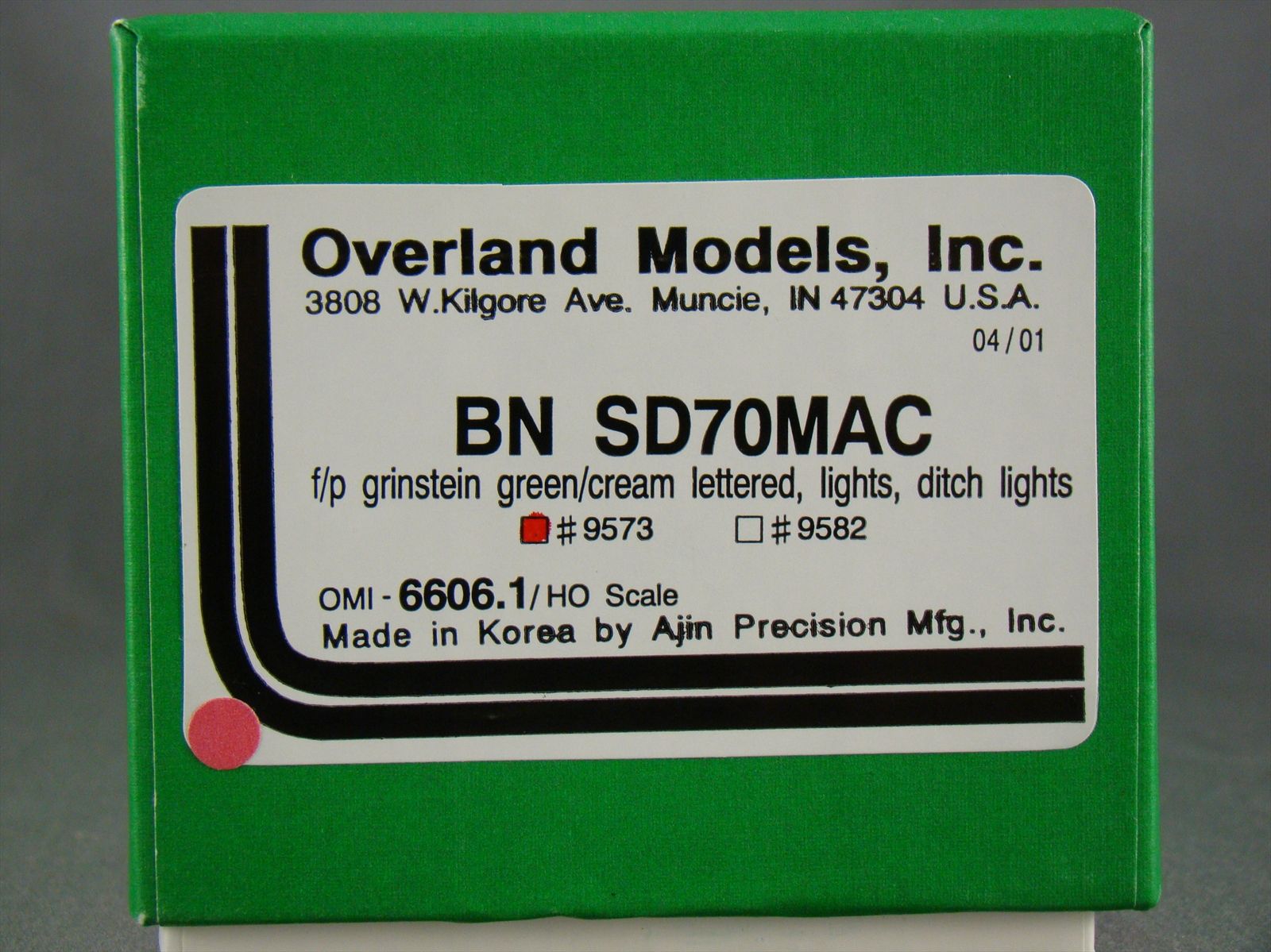 HO Brass OMI 6606.1 Overland BN Executive SD70MAC #9573 - 2001 Run