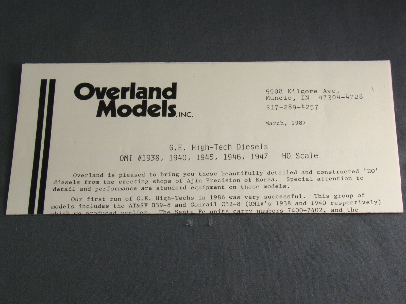 HO OMI Custom Conrail GE C39-8 Diesel #6009