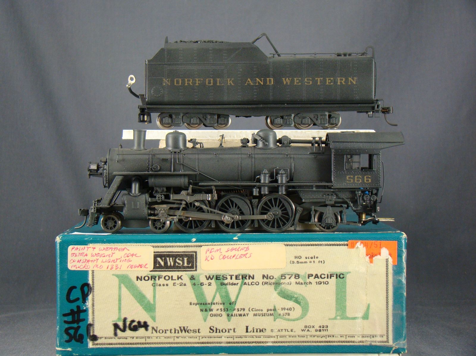 HO NWSL N&W Norfolk & Western 4-6-2 E-2a CUSTOM #566