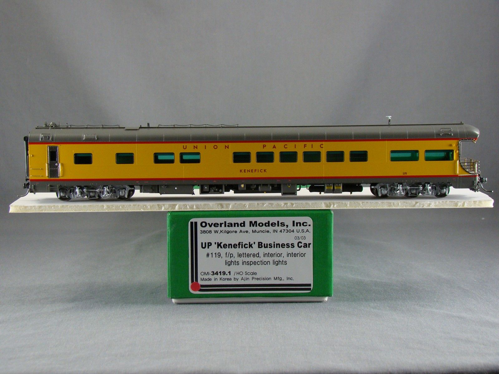 HO OMI 3419.1 UP Union Pacific Business Car - Kenefick #119 - Lights