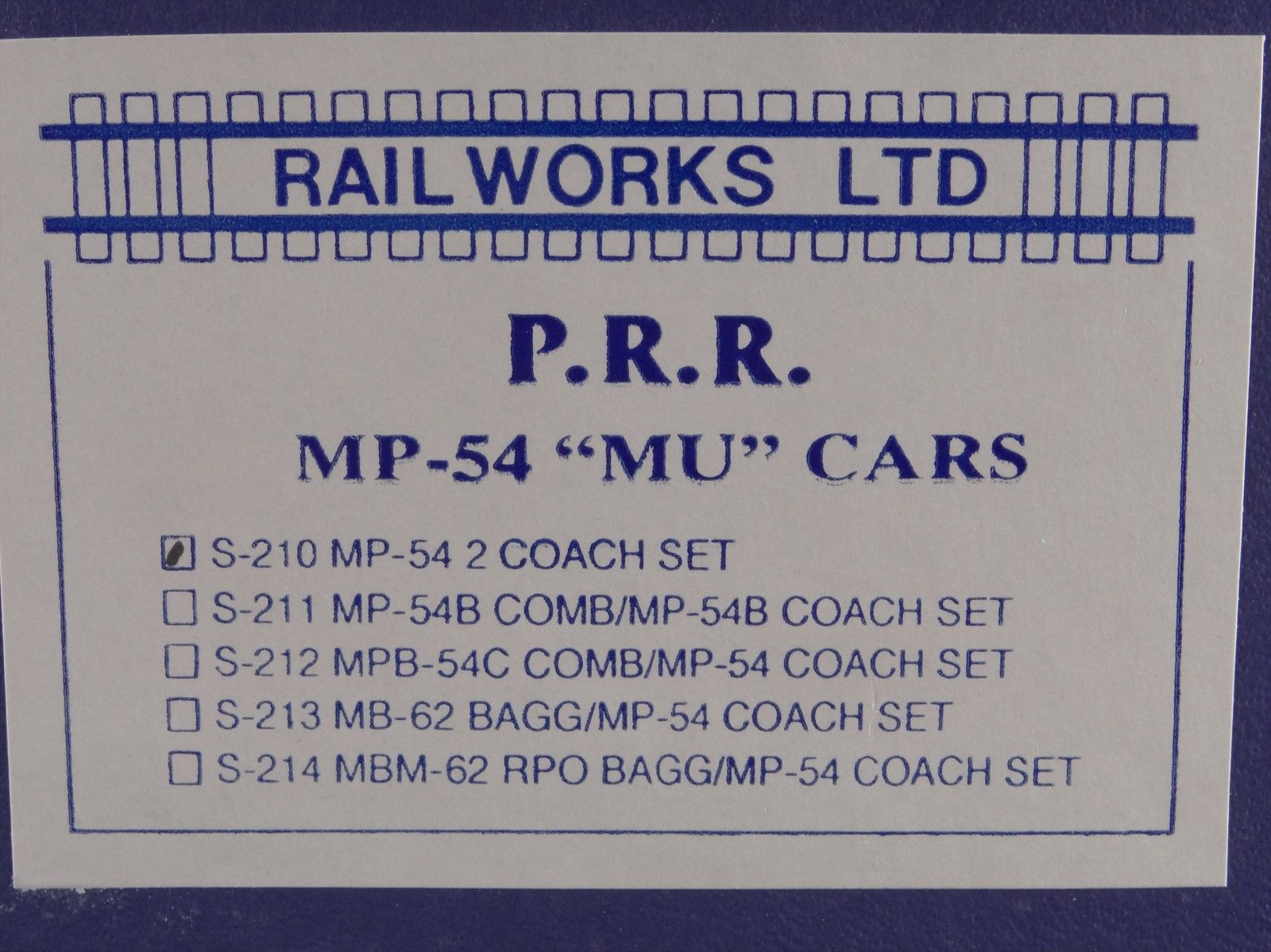 HO Railworks Ltd S-210 PRR Pennsylvania MP-54 Coach MU Car Set