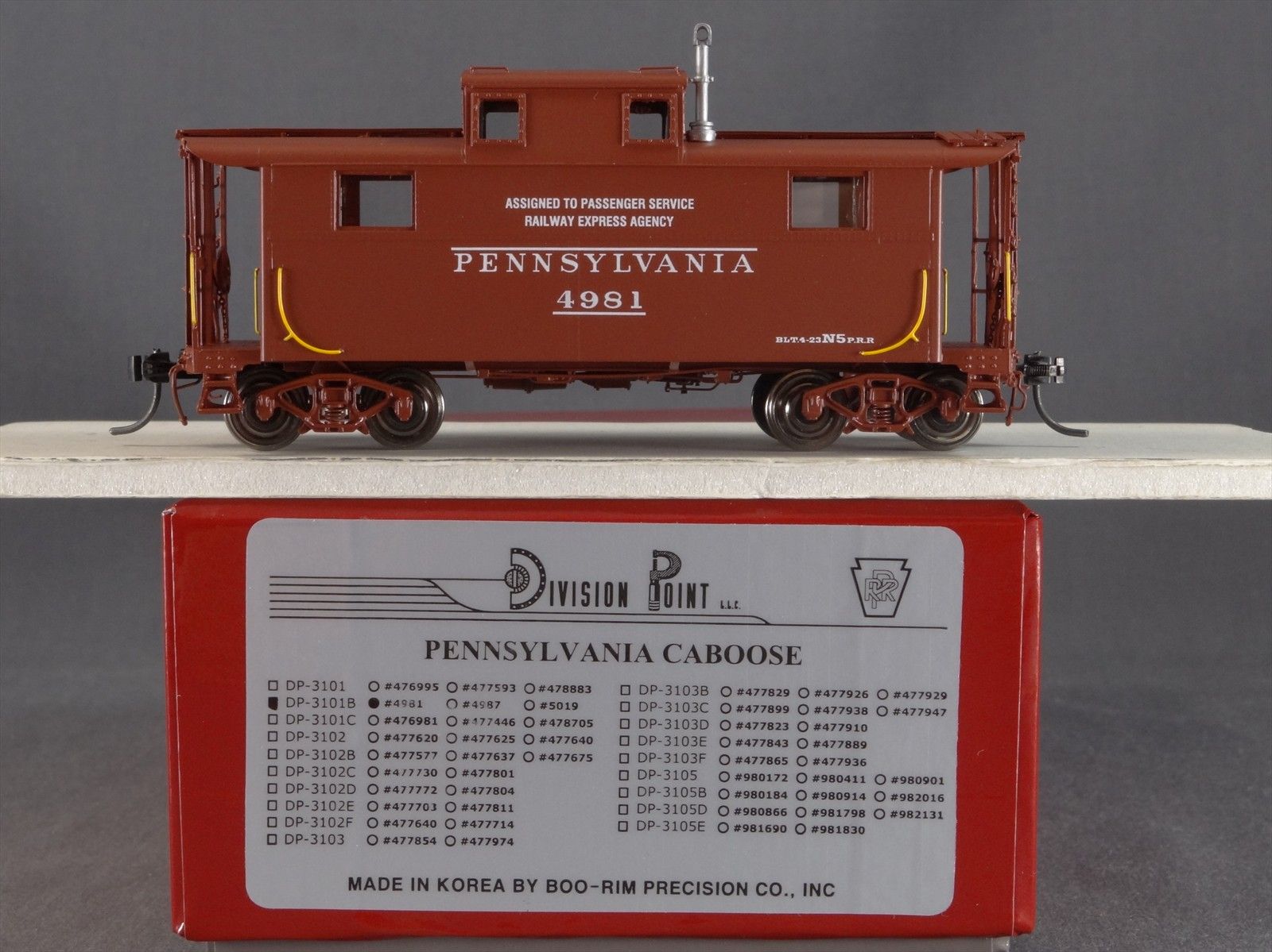 HO DP 3101B PRR Pennsylvania N5 Caboose #4981