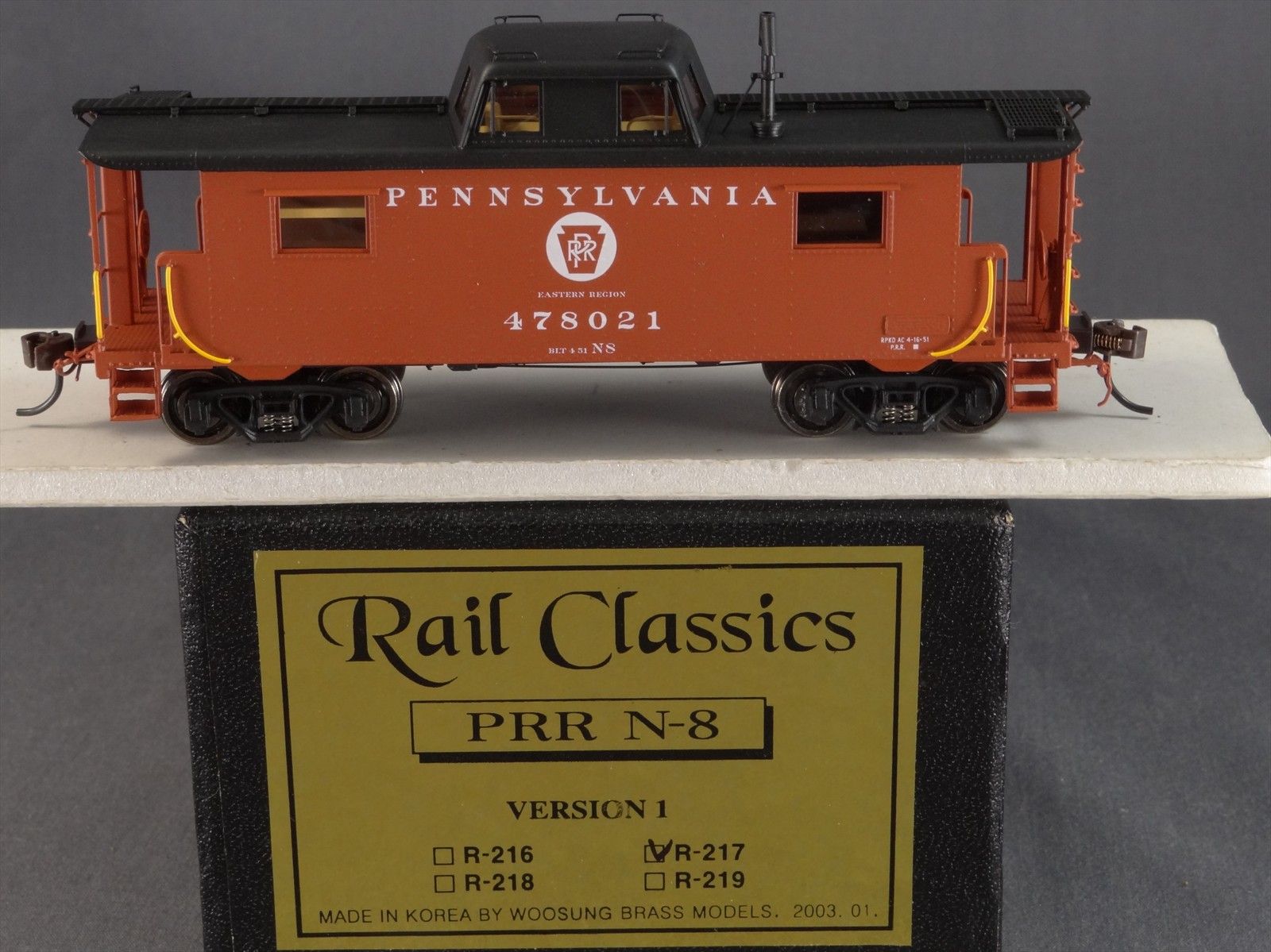 HO Rail Classics R-217 PRR N8 Caboose #478021 w/ Interior & Lighting