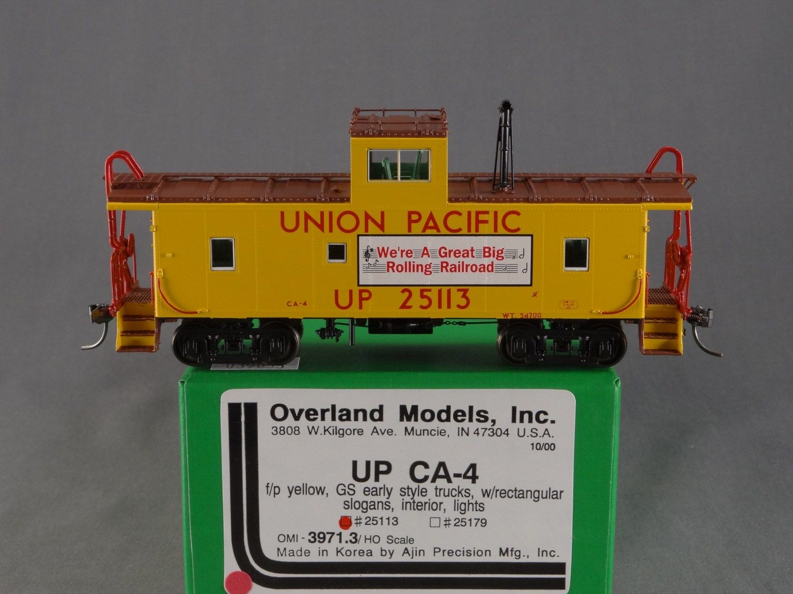 HO OMI 3971.3 Overland UP Union Pacific CA-4 Caboose #25113 w/ Interior ...