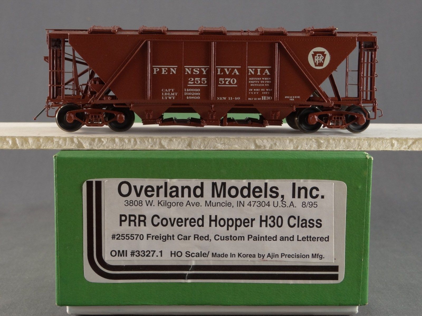 HO OMI 3327.1 Overland PRR H30 Covered Hopper #255570
