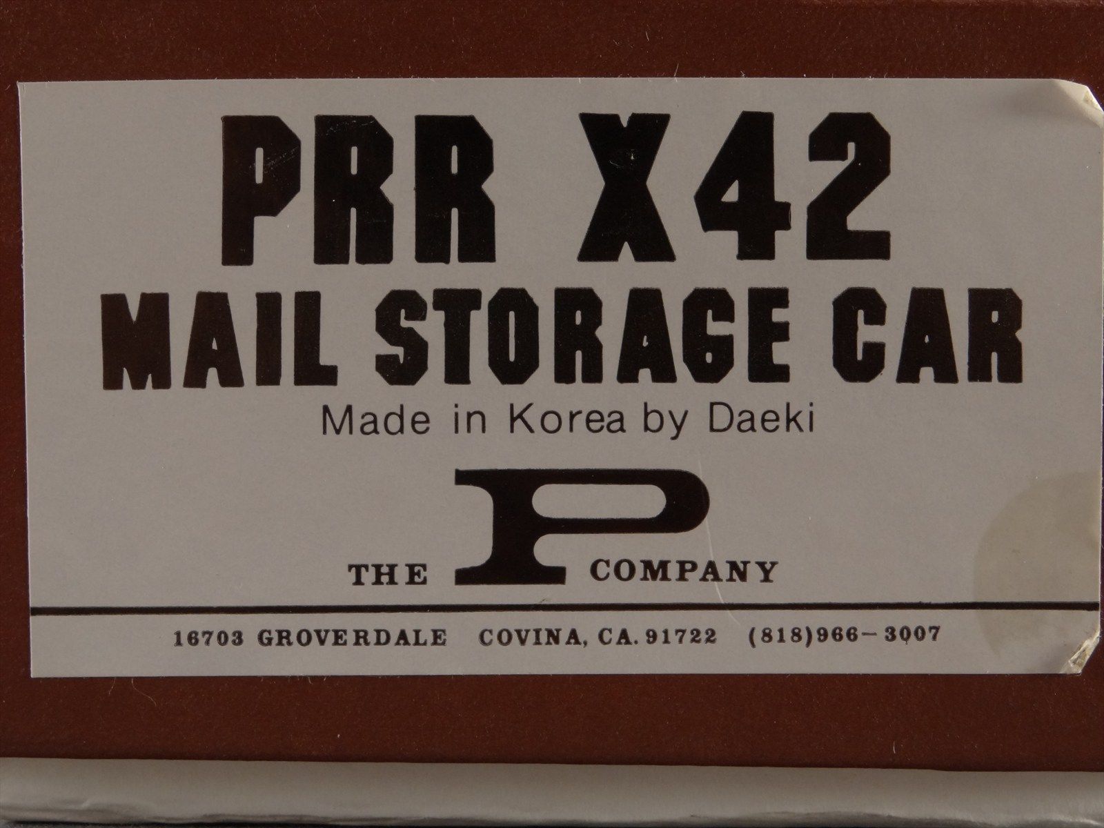 HO The P Company PRR Pennsylvania X42 Mail Storage Car