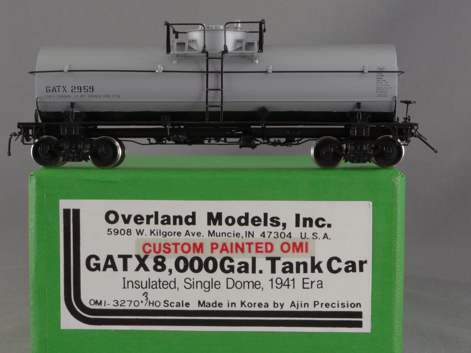 HO Brass Overland GATX 8000 Gal Single Dome Tank Car #2959 - CUSTOM