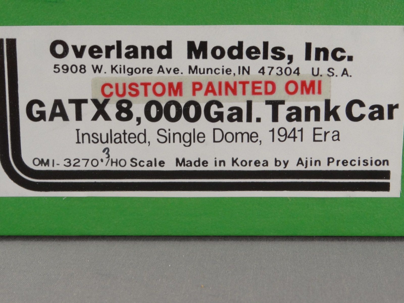 HO Brass Overland GATX 8000 Gal Single Dome Tank Car #2959 - CUSTOM