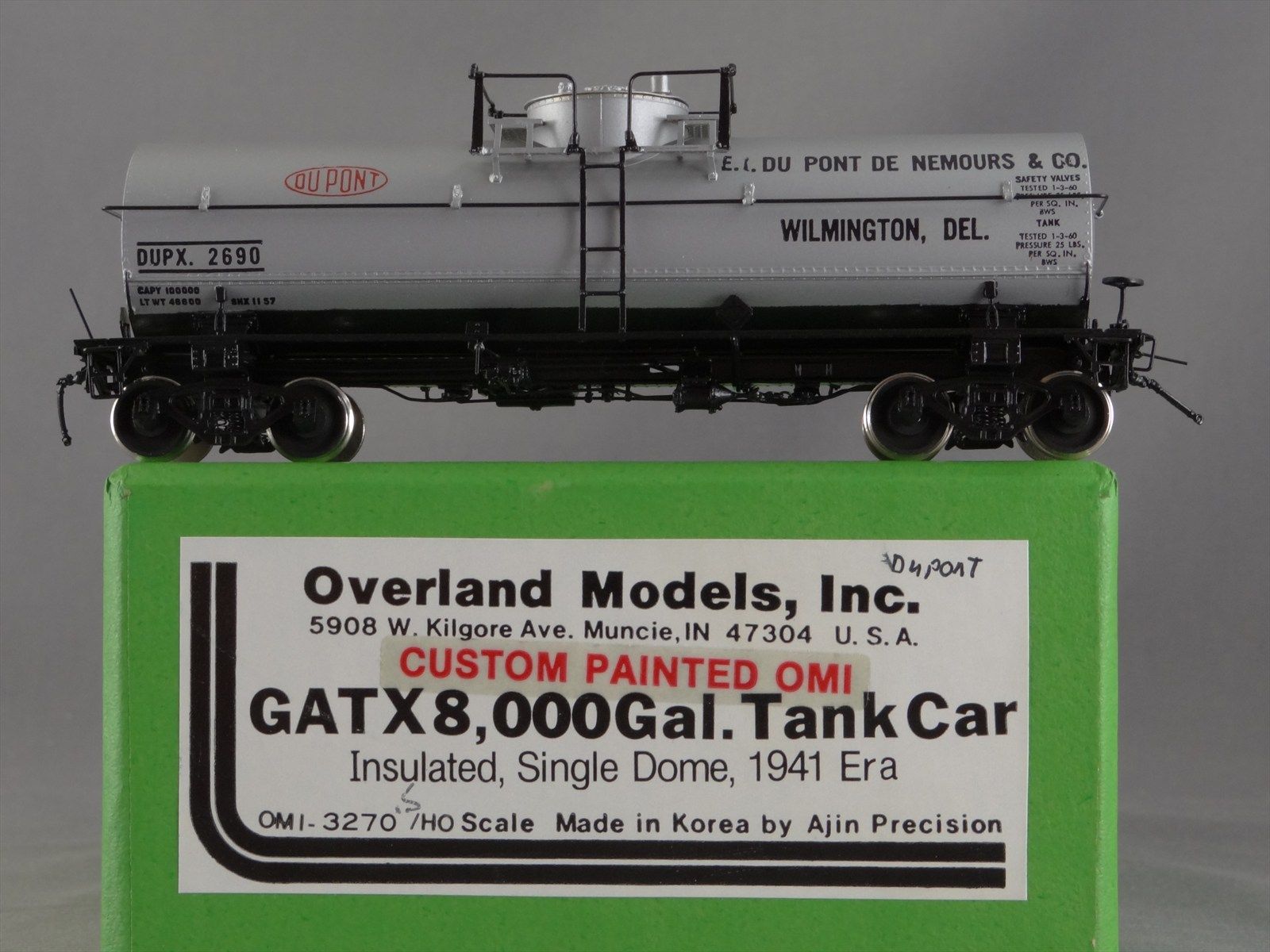 HO Brass Overland GATX 8000 Gal Single Dome Tank Car DUPX 2690 - CUSTOM