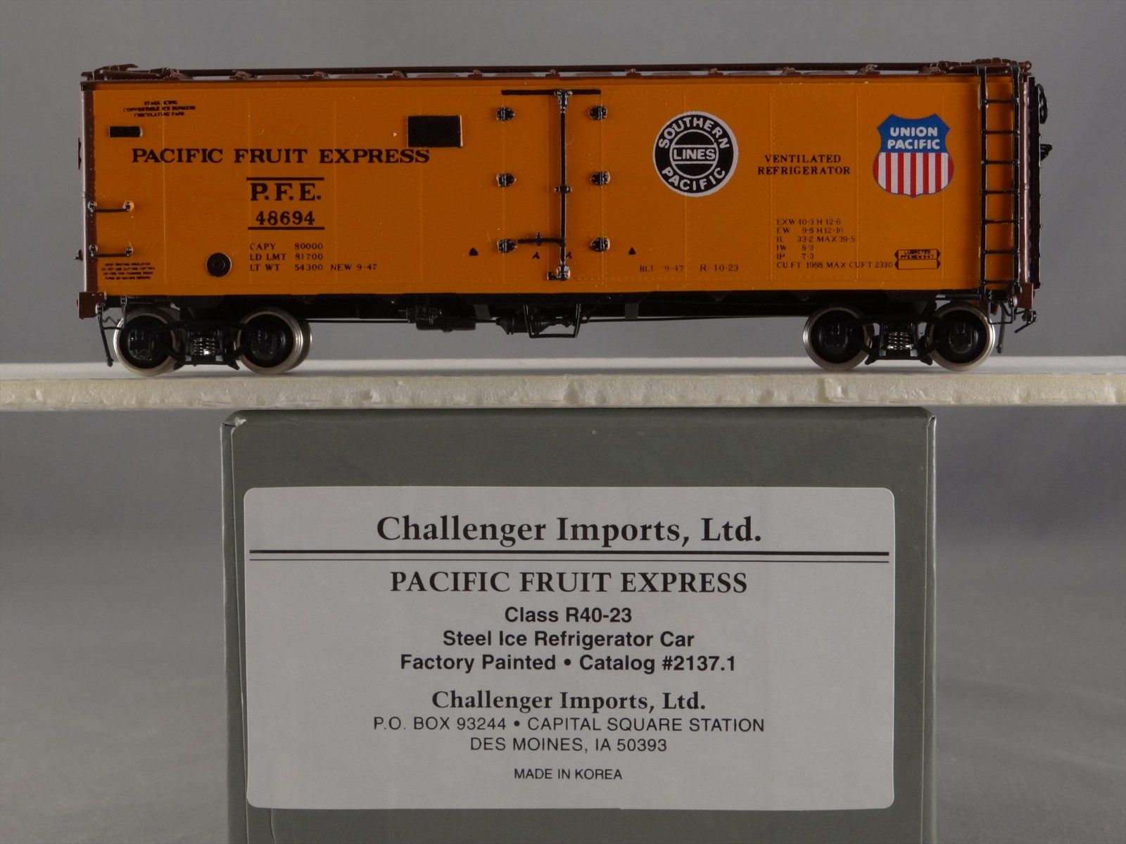 HO Brass CIL 2137.1 PFE / SP / UP R40-23 Ice Reefer #48694