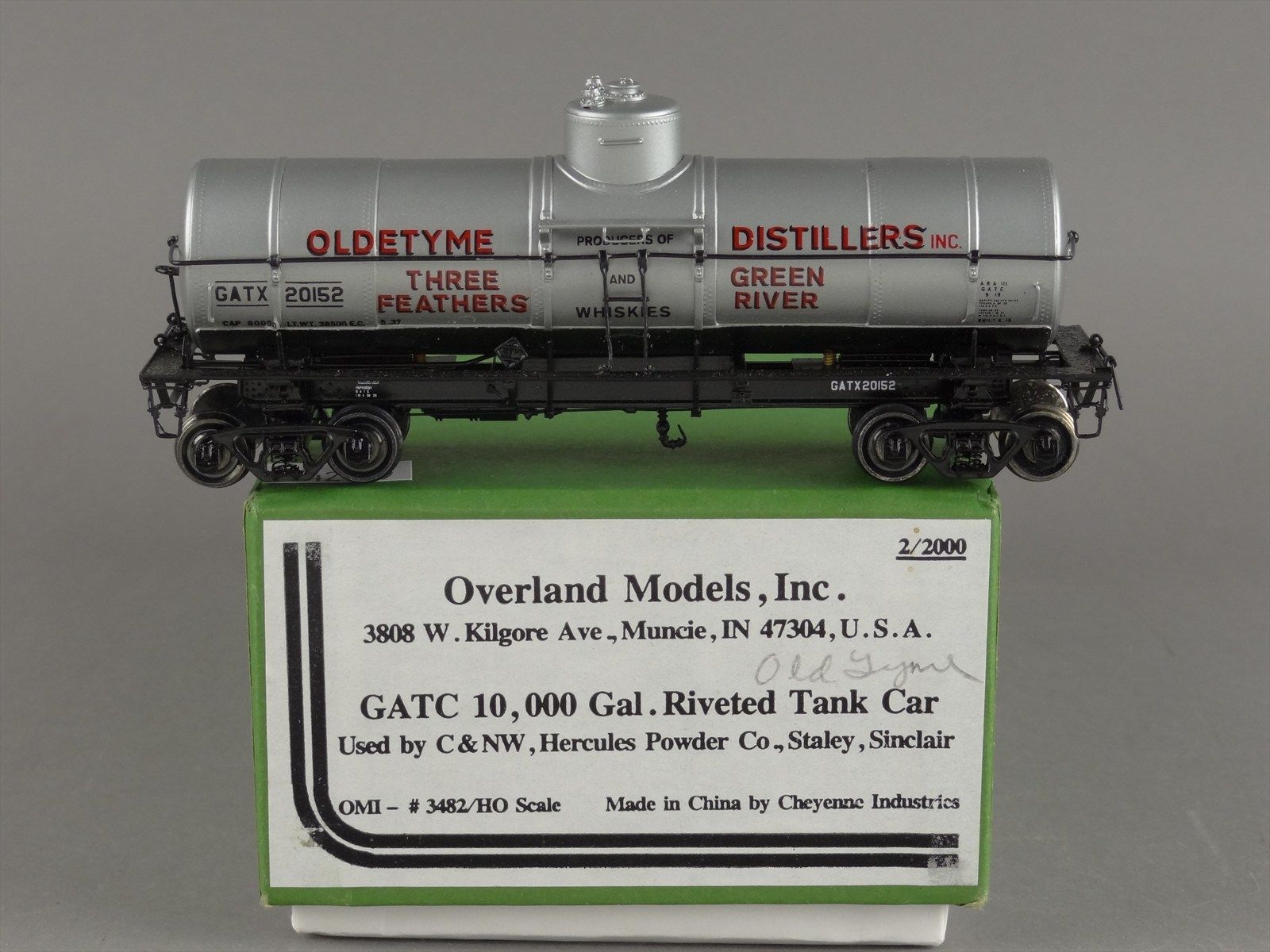 HO OMI 3482.1 Overland GATX 10,000 Gal 1 Dome Riveted Tank Car - Oldetyme
