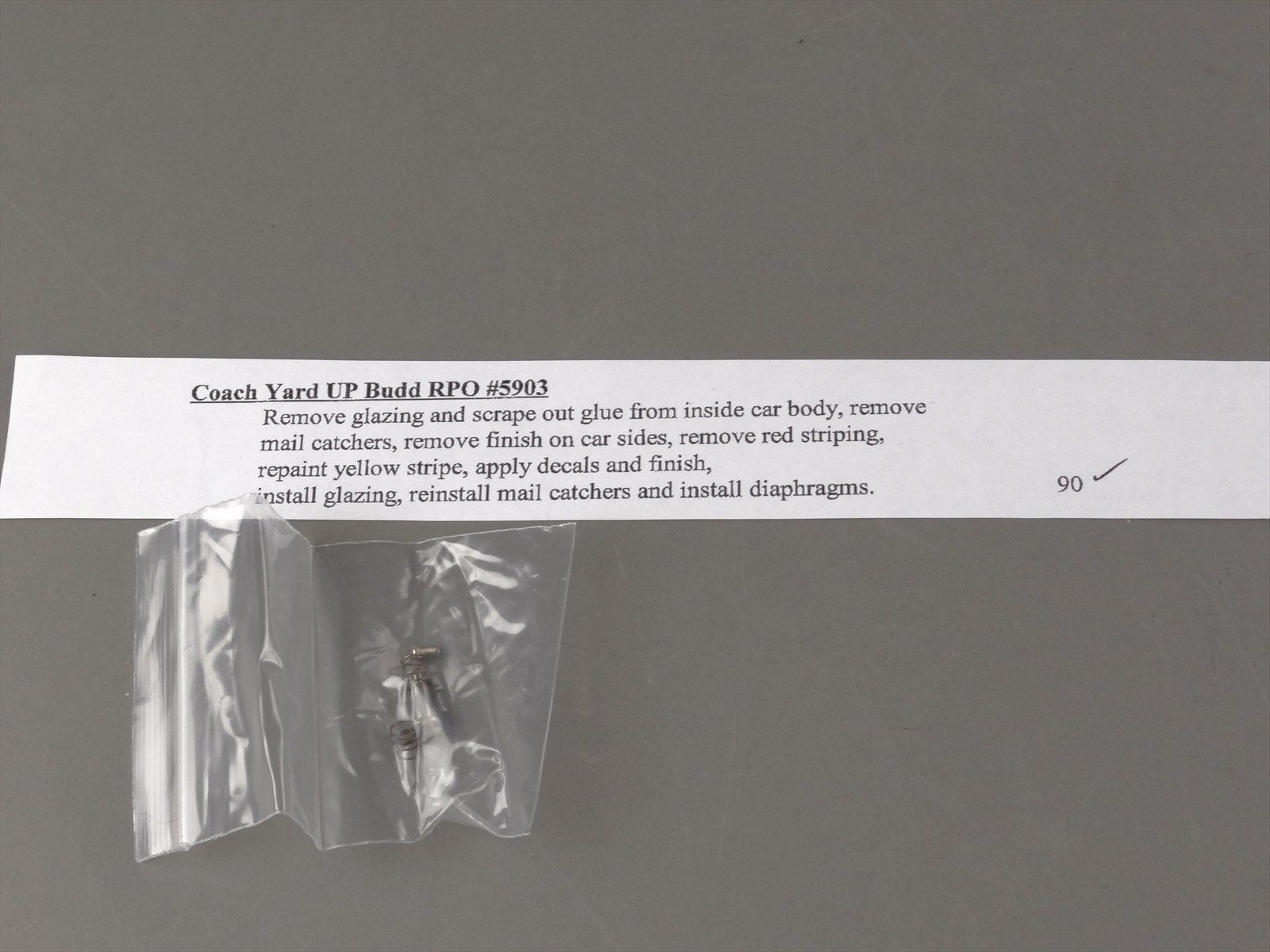 HO TCY 1308 Coach Yard UP Union Pacific Budd RPO #5903- Custom