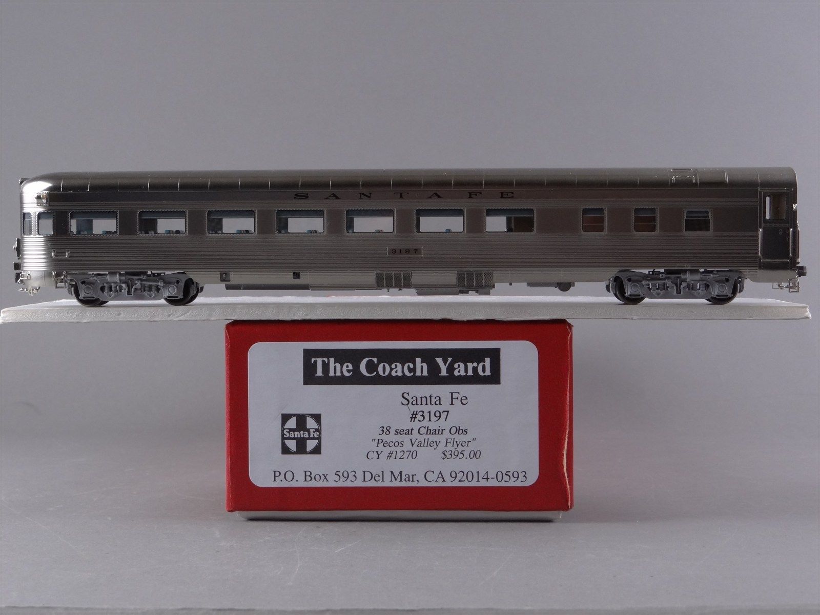 HO TCY 1270 Coach Yard ATSF Santa Fe 38-Seat Chair Observation #3197 w ...