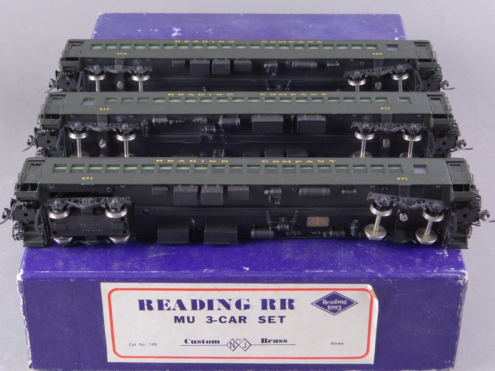HO Custom Brass Reading 3 Car MU Set - CUSTOM