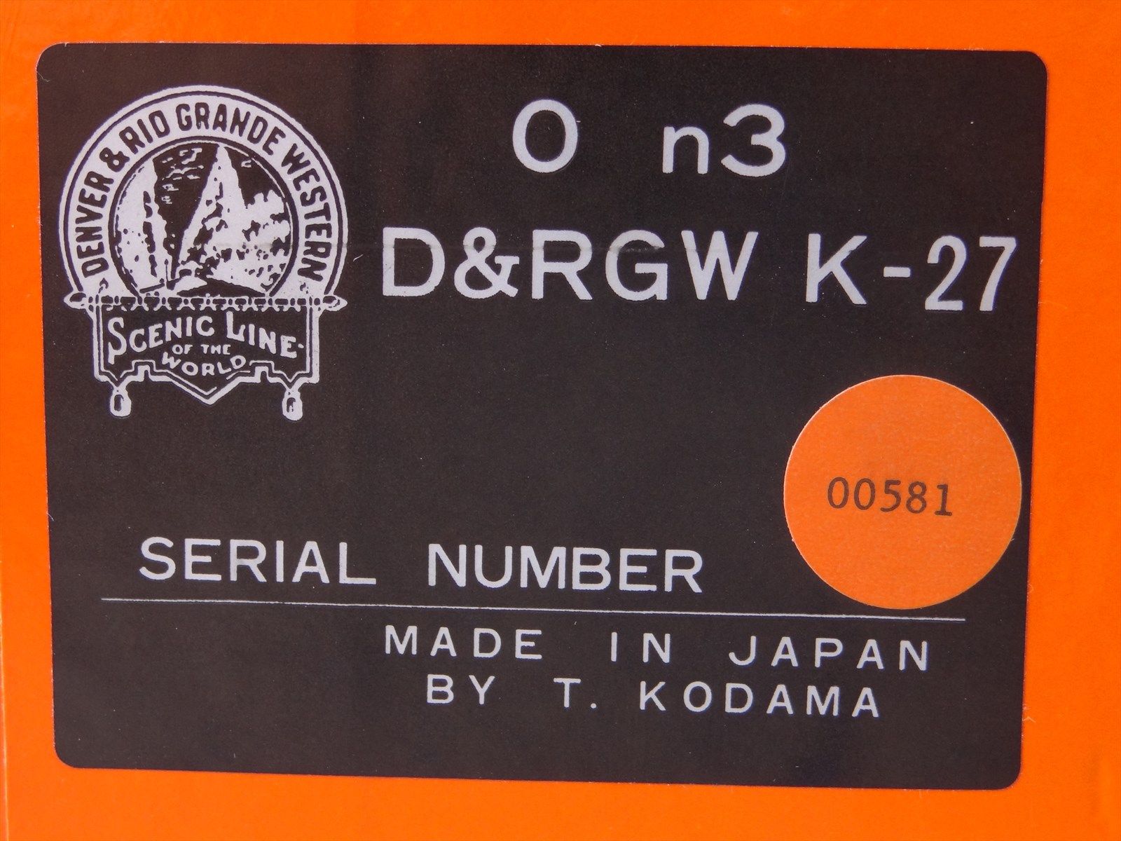 On3 PSC Precision Scale D&RGW Rio Grande K27 2-8-2 #461