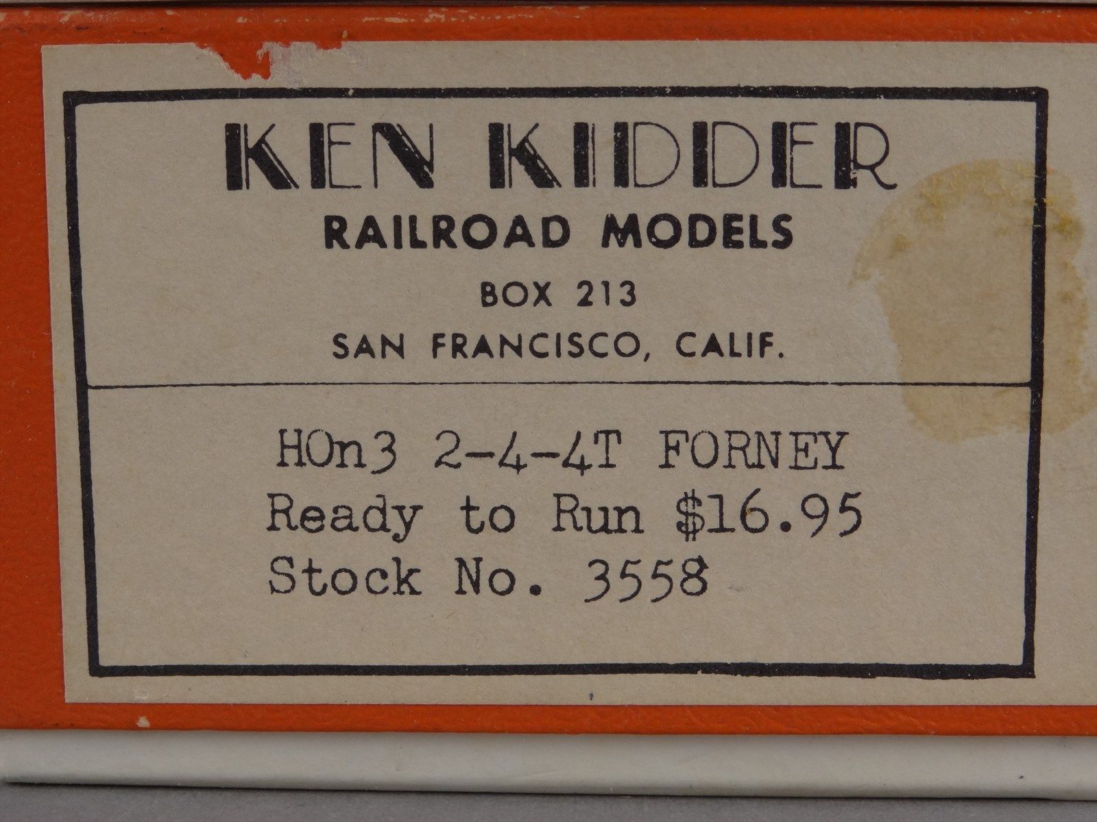 HOn3 Scale Ken Kidder Models 2-4-4T Forney