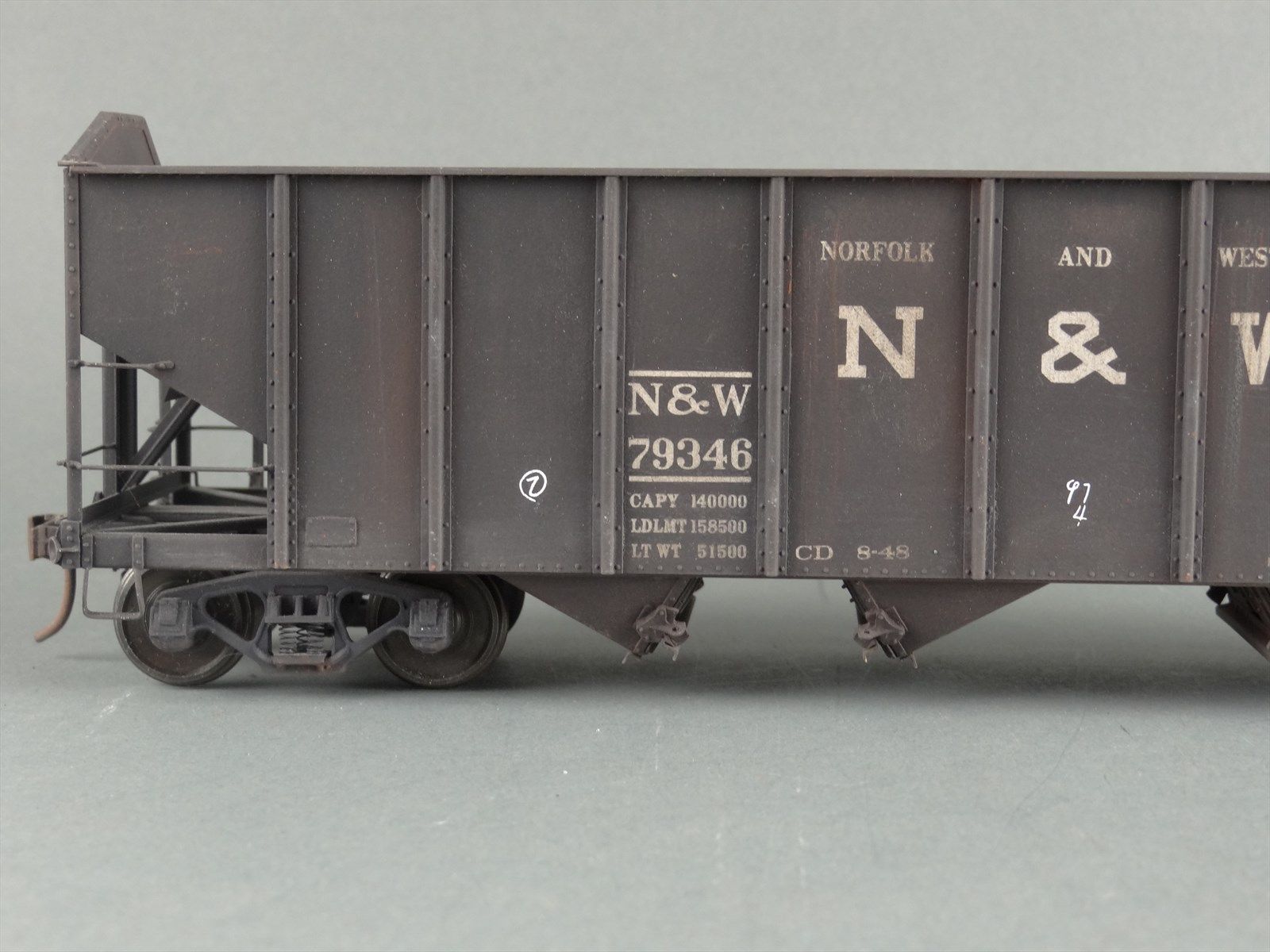 O 2-Rail Brass RYM Rich Yoder N&W 70-Ton H2 Triple Hopper #79346 - Custom