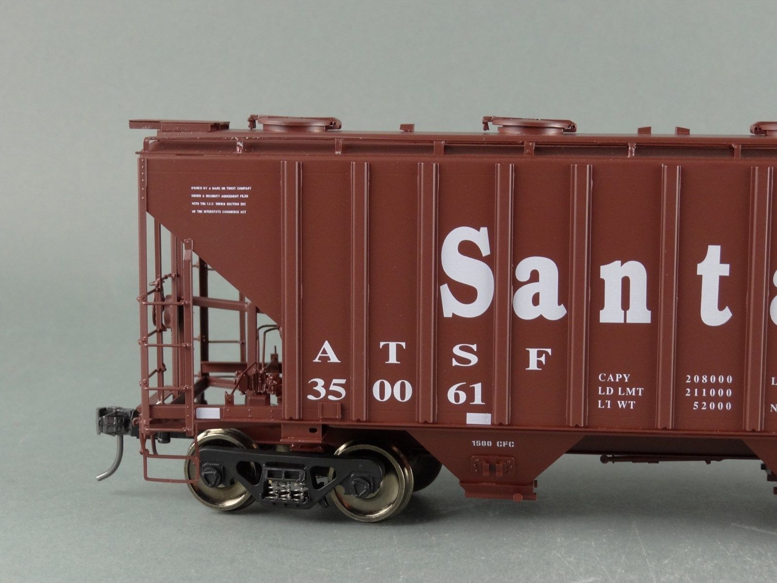 O Scale Pecos River #4634A AT&SF 100T 2-Bay Covered Hopper #350061
