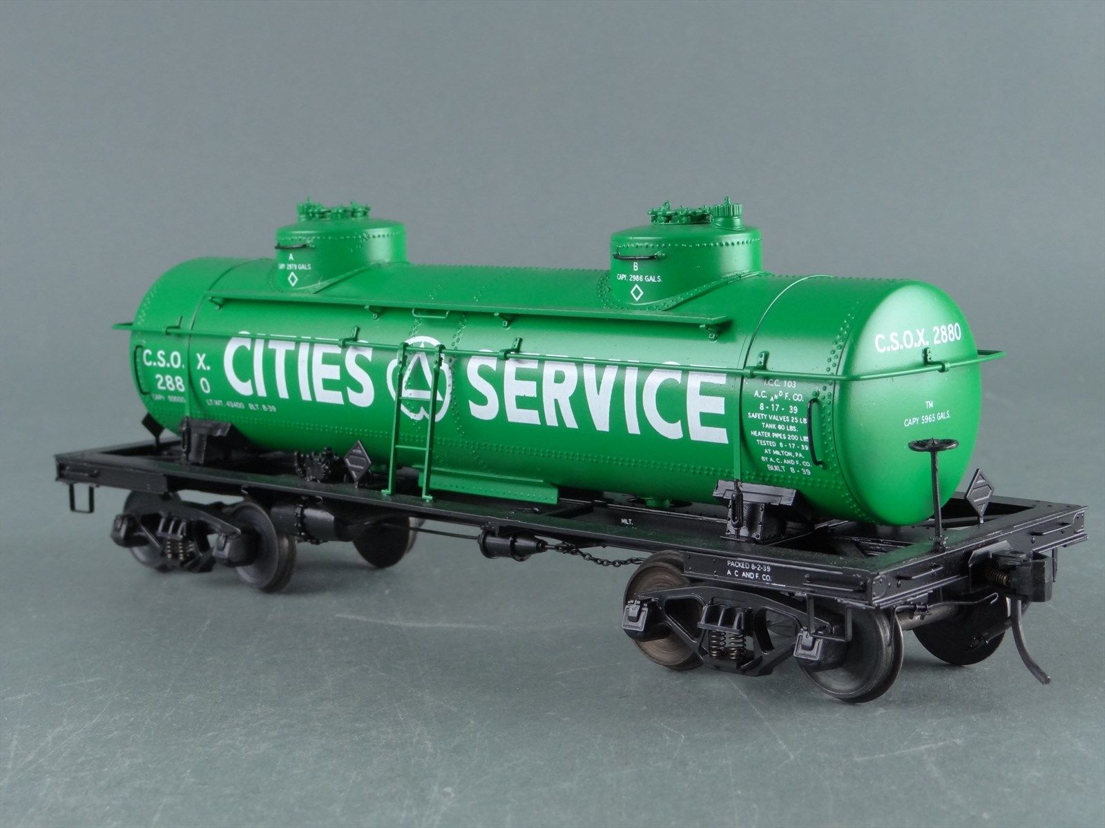 O Scale Drake #WAD-0005 Cities Service 2-Dome 6,000 Gal Tank Car#2880