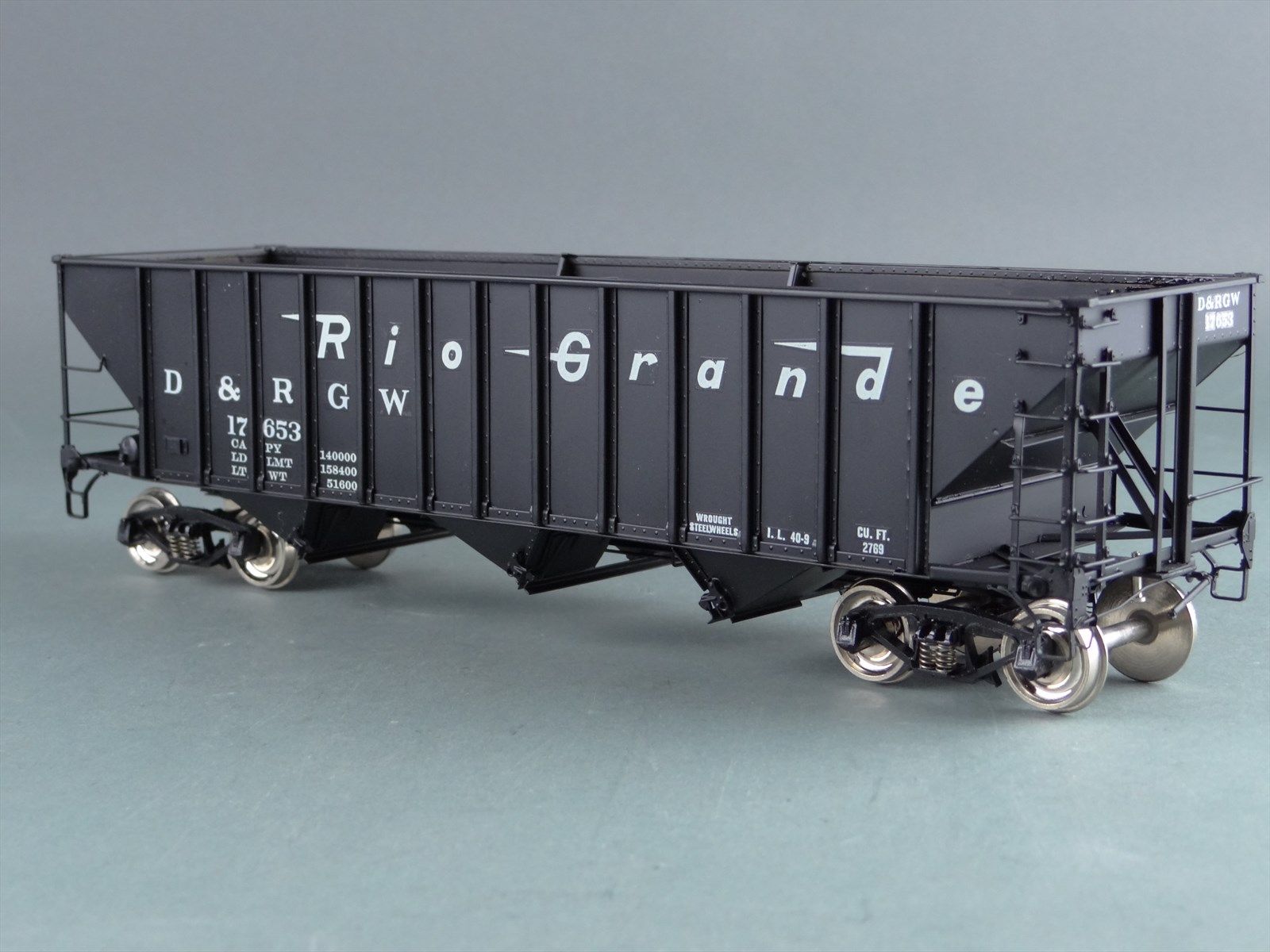 O Scale Brass PSC 16073-2 D&RGW 70-Ton 3-Bay Hopper #17653