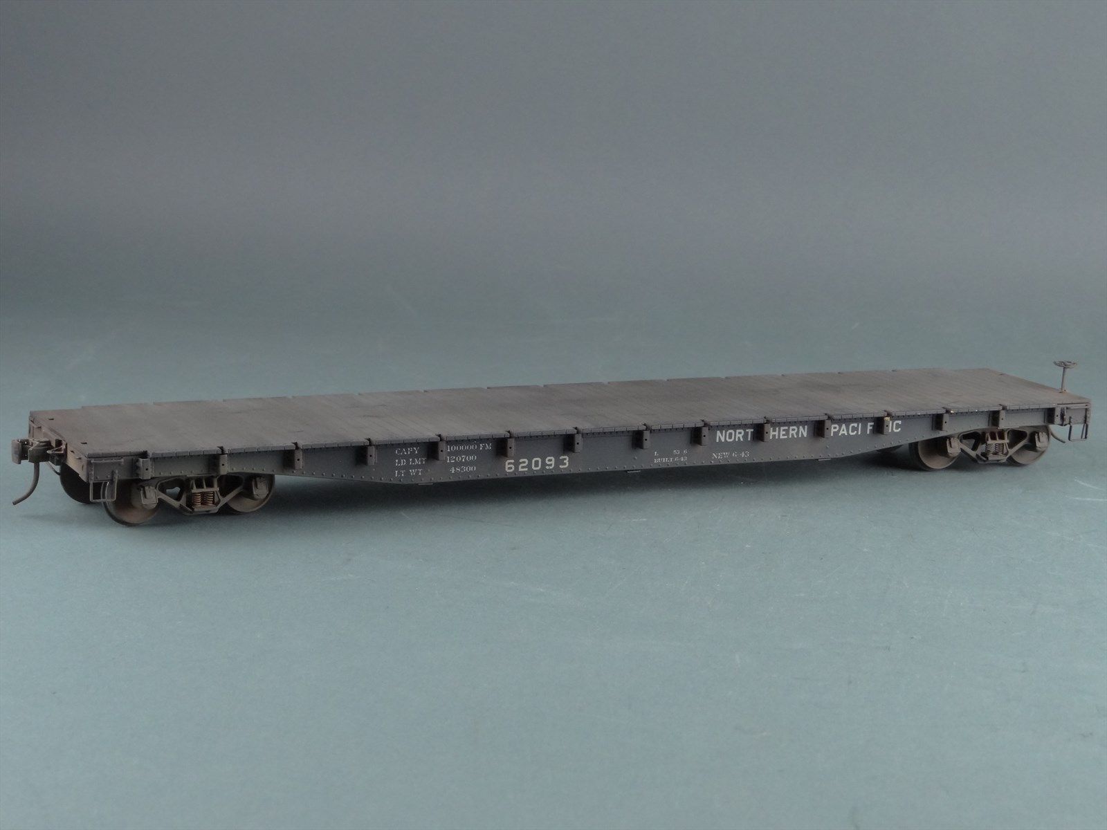 O Scale Brass Pacific Limited PL-3400 NP 50-Ton Flat Car #62093 - Custom