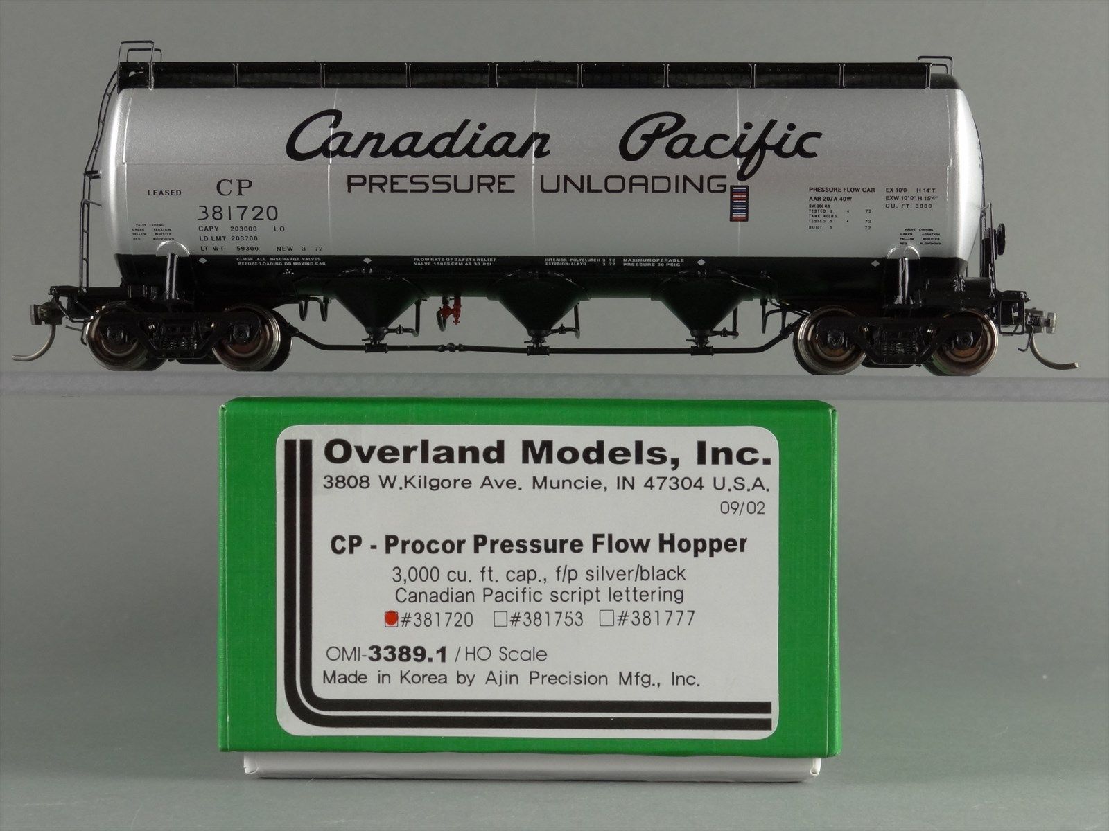 HO Brass Model Train - OMI #3389.1 CP Procor Pressure Flow Hopper #381720