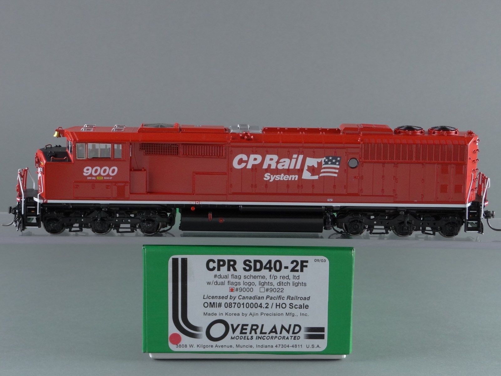 HO Brass Model Train - OMI 087010004.2 Overland CP CPR Canadian Pacific SD40-2F Diesel #9000