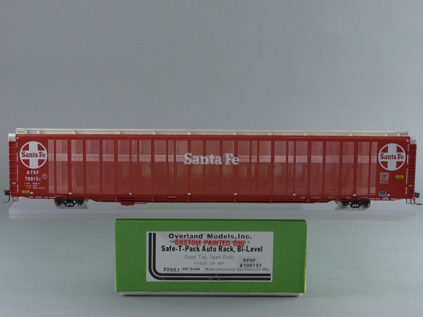 HO Brass Model Train - OMI 3253.1 Safe-T-Pack Bi-Level Auto Rack - ATSF ...