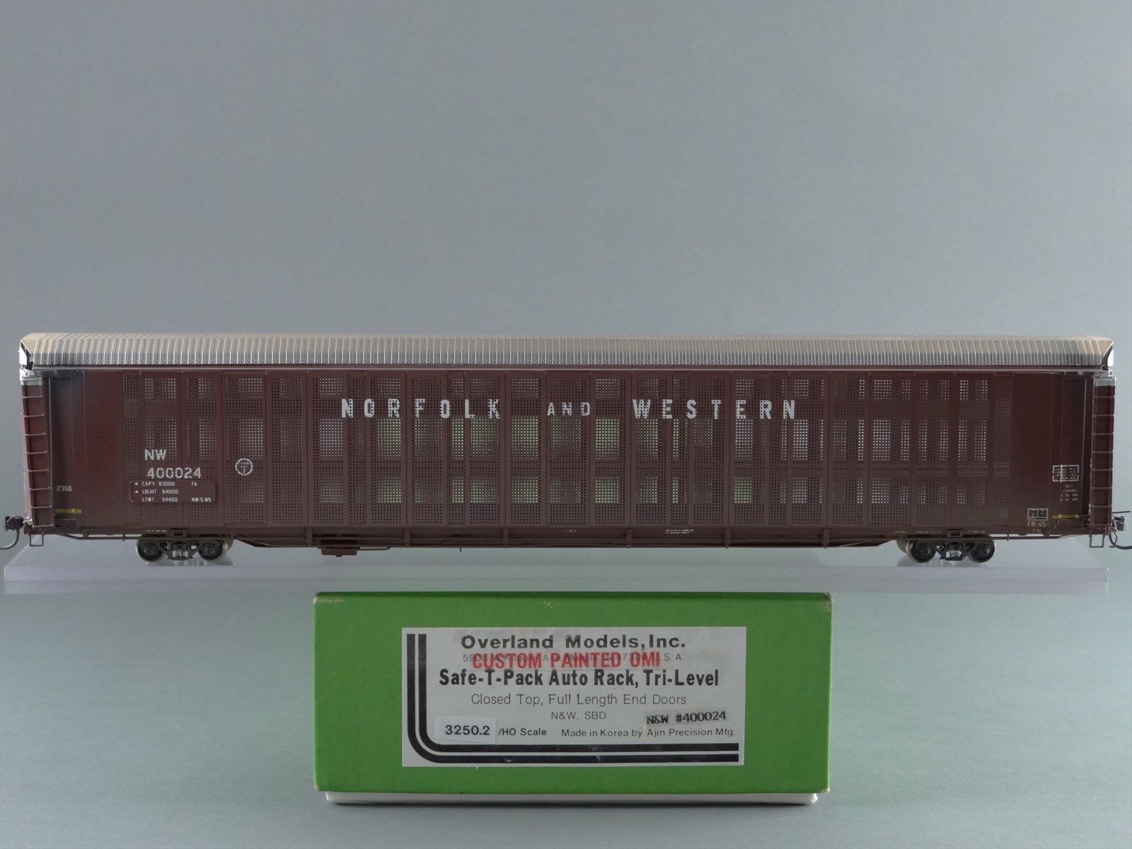 HO Brass Model Train - OMI 3253.1 Safe-T-Pack Tri-Level Auto Rack - N&W ...