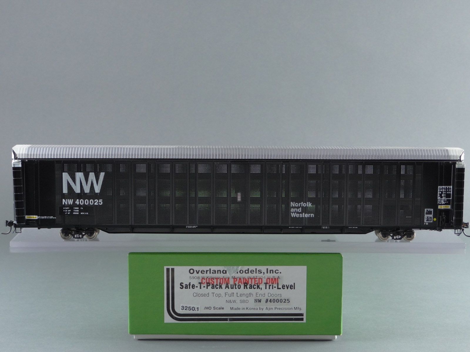 HO Brass Model Train - OMI 3250.1 Safe-T-Pack Tri-Level Auto Rack - N&W ...