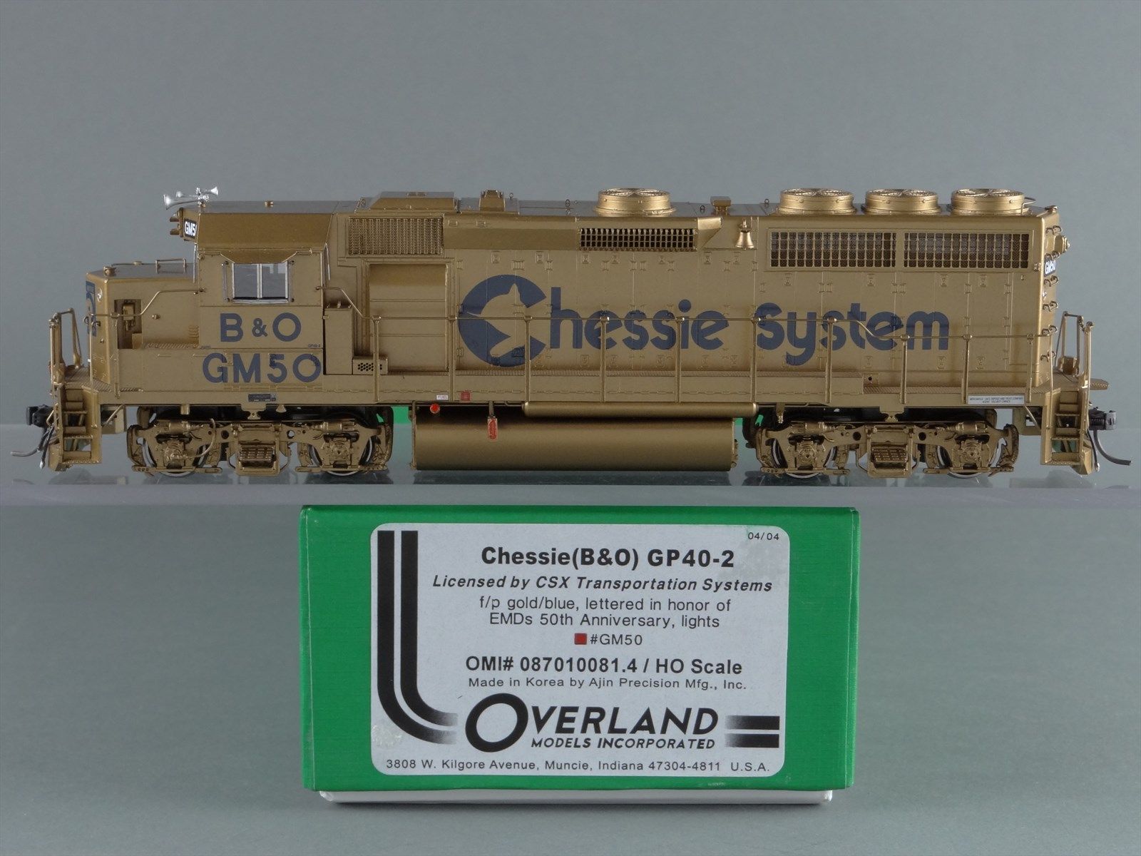 HO Brass Model Train - OMI 87010081.4 Chessie B&O GM50 GP40-2 Diesel - 50 Years of Power