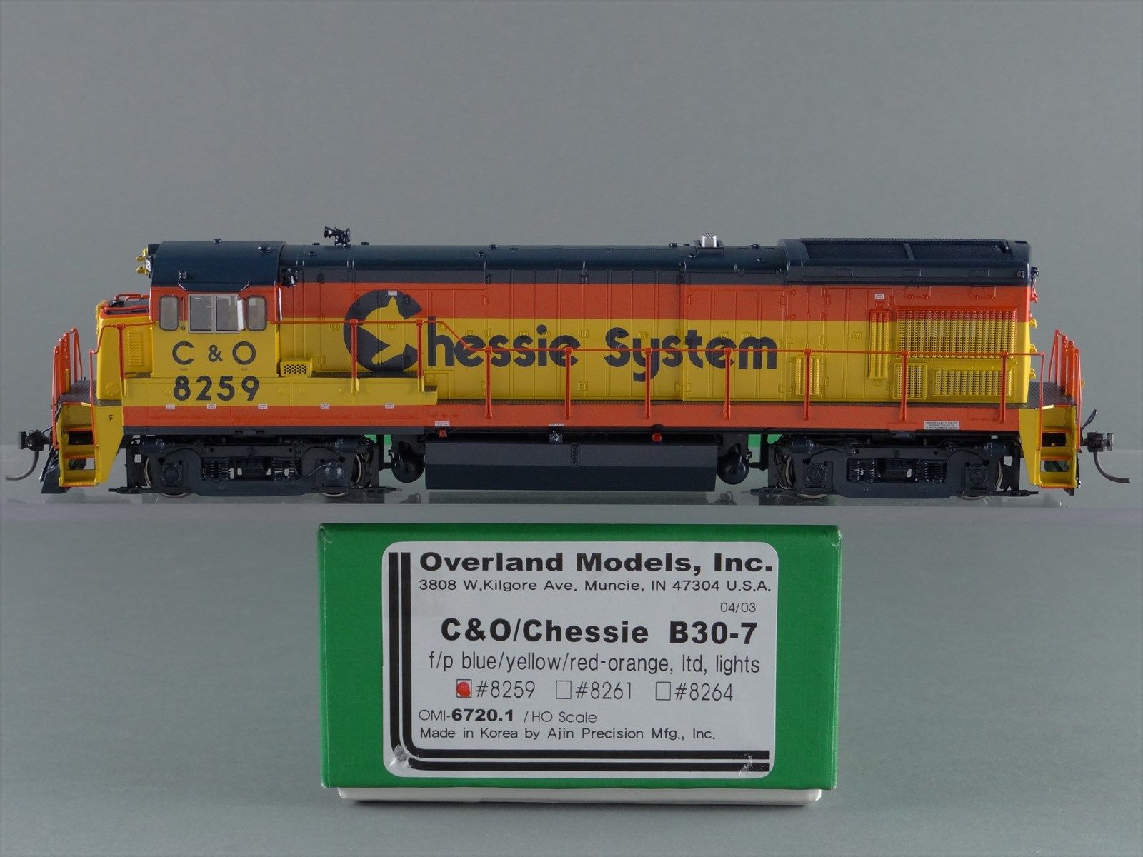 HO Brass Model Train - OMI 6720.1 C&O Chessie B30-7 Diesel #8259 - 2003 Run