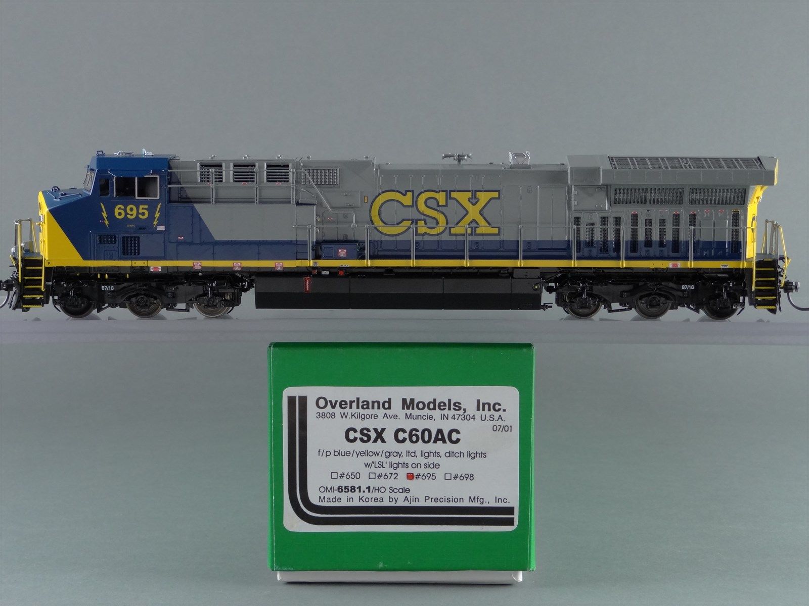 HO Brass Model Train - OMI 6581.1 Overland CSX C60AC / CW60AC Diesel #695 - 2001 Run
