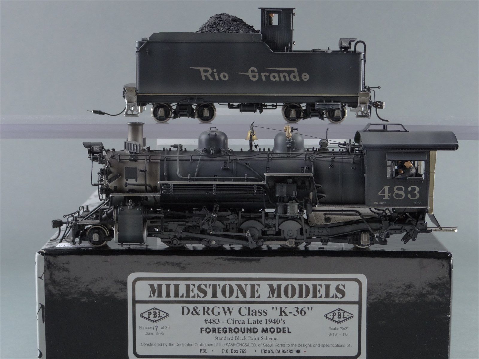Sn3 Scale Brass Model Train - PBL Milestone - D&RGW K-36 2-8-2 #483 ...