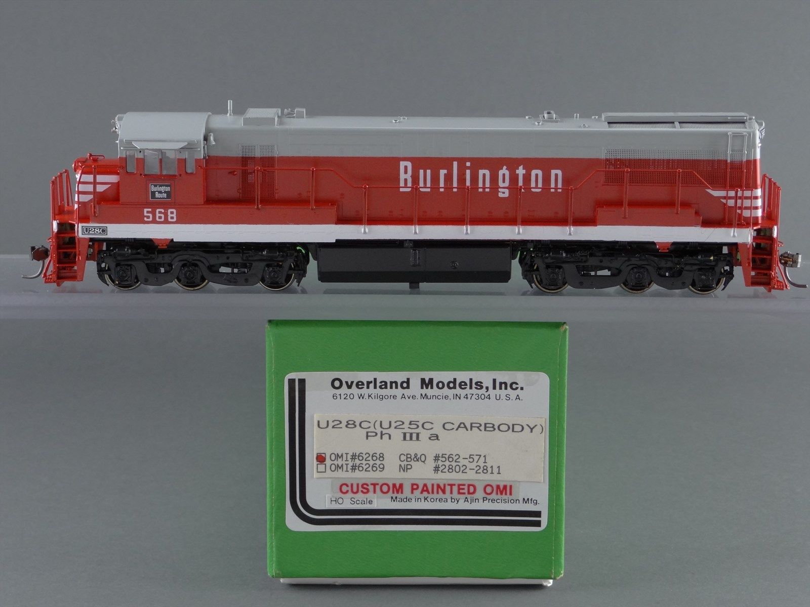 HO Brass Model Train - OMI 6268 Overland CB&Q Burlington U28C / U25C Diesel #568 - Custom