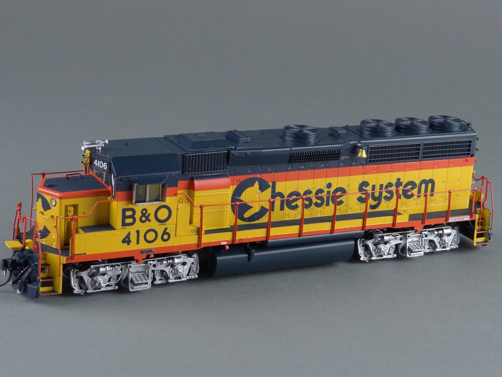 HO Brass OMI Overland Ajin Chessie B&O EMD GP40-2 #4106