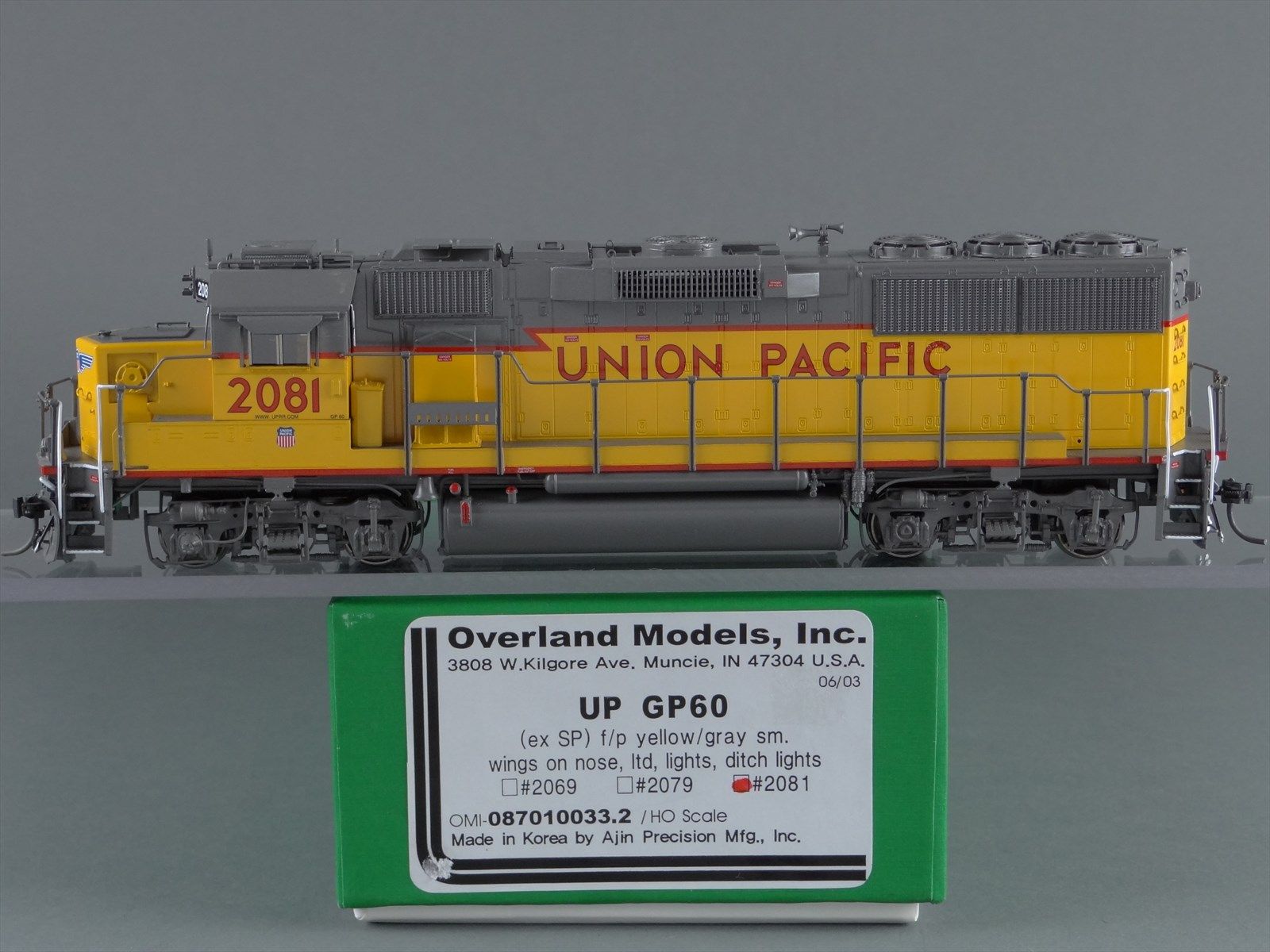HO Brass OMI Overland UP Union Pacific GP60 Diesel #2081 - Ex SP - 2003 Run