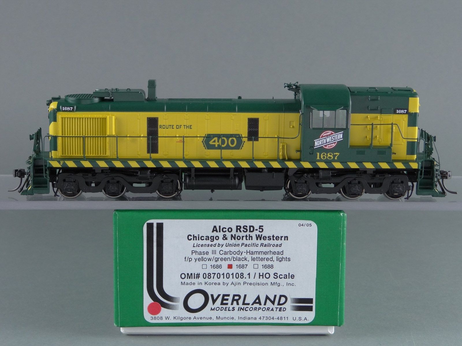 HO OMI Overland CNW Route of the 400 ALCO RSD-5 Hammerhead #1687