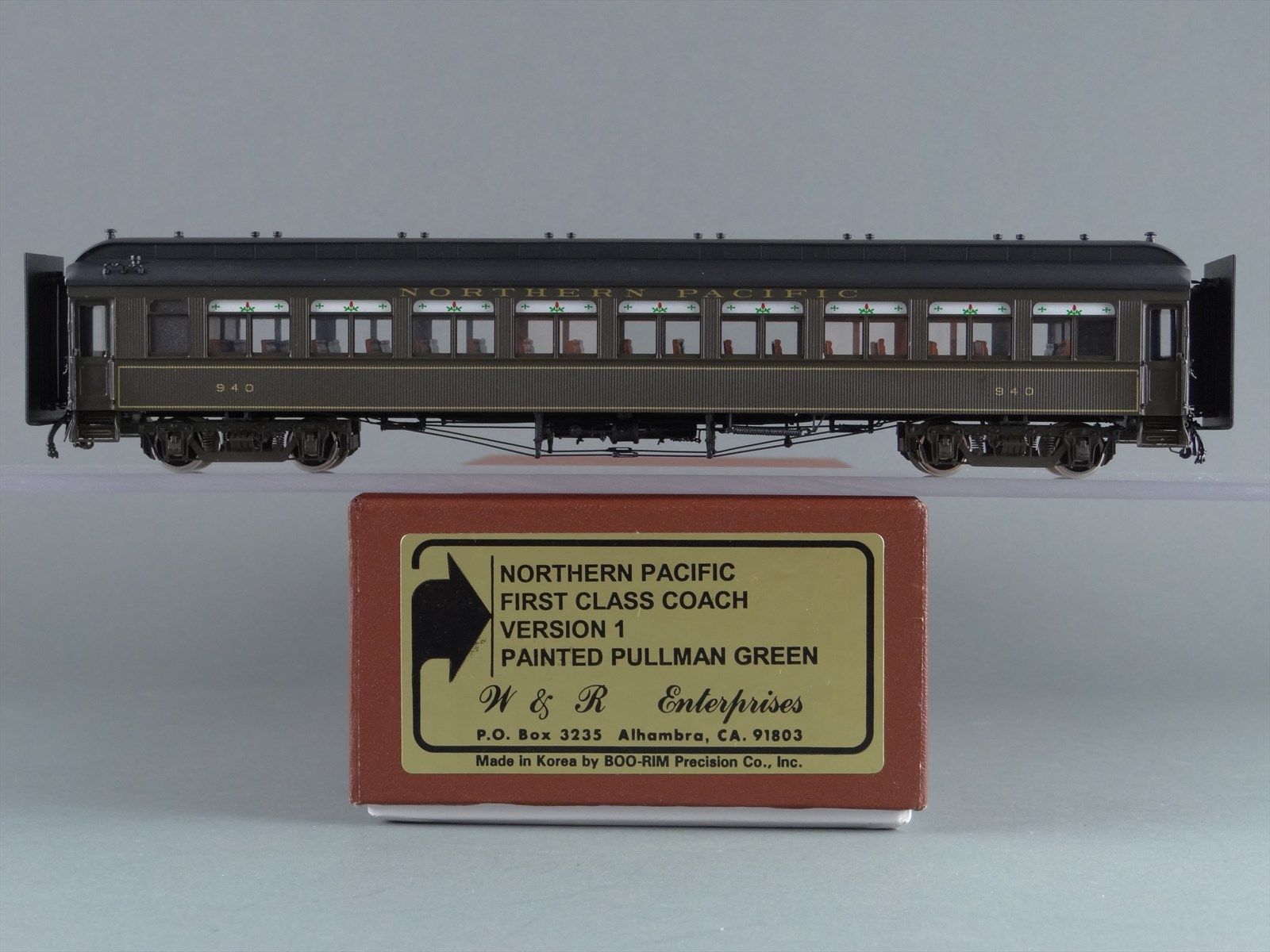 HO Brass W&R Enterprises NP First Class Coach #940 w/ Interior & Lights ...