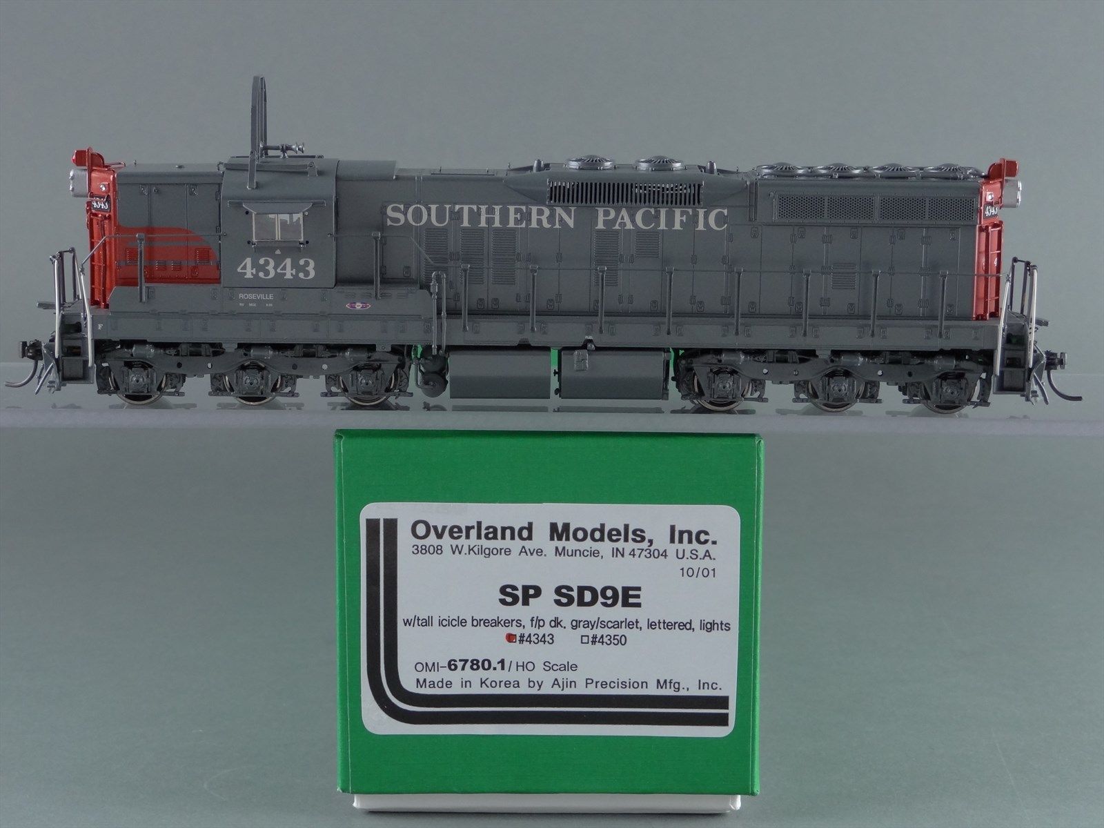 HO Brass OMI 6780.1 Overland SP SD9E Diesel #4343 w/ Tall Icicle Breakers