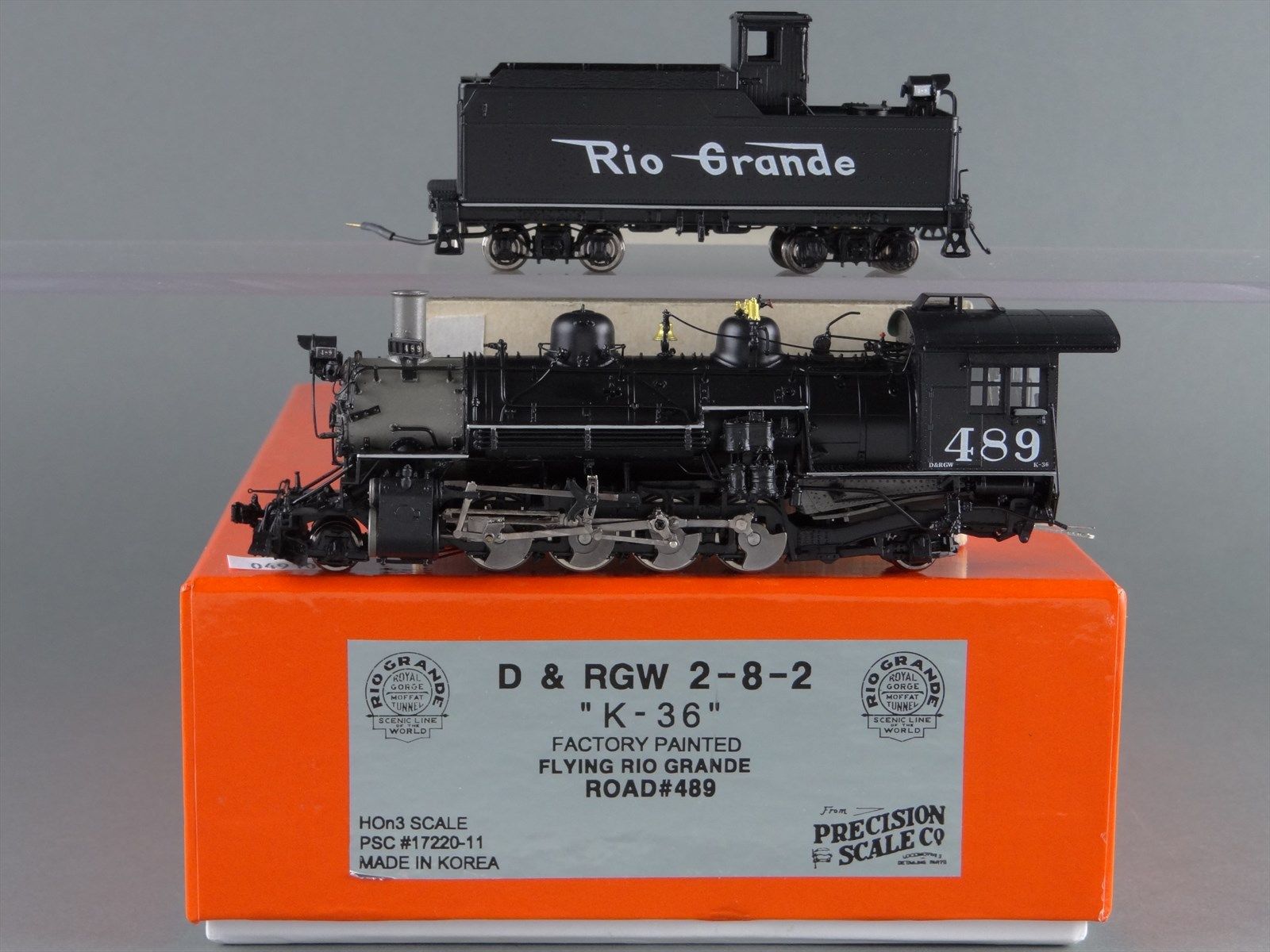 HOn3 Brass Model Train - PSC 17220-11 Precision Scale D&RGW Rio Grande 2-8-2 K-36 #489 + Plow