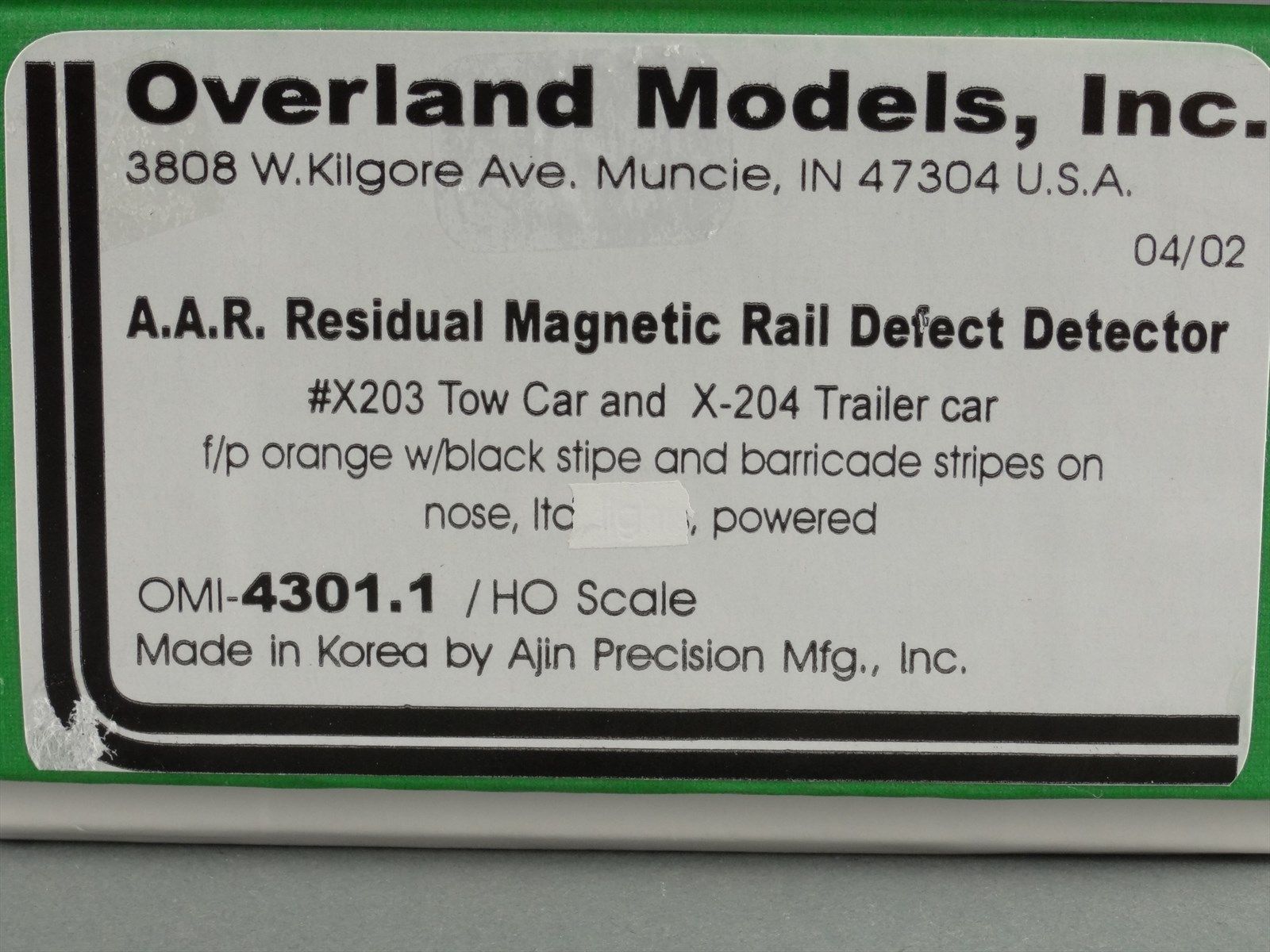 HO Brass Model Train - OMI 4301.1 AAR - Magnetic Rail Defect Detector #x203