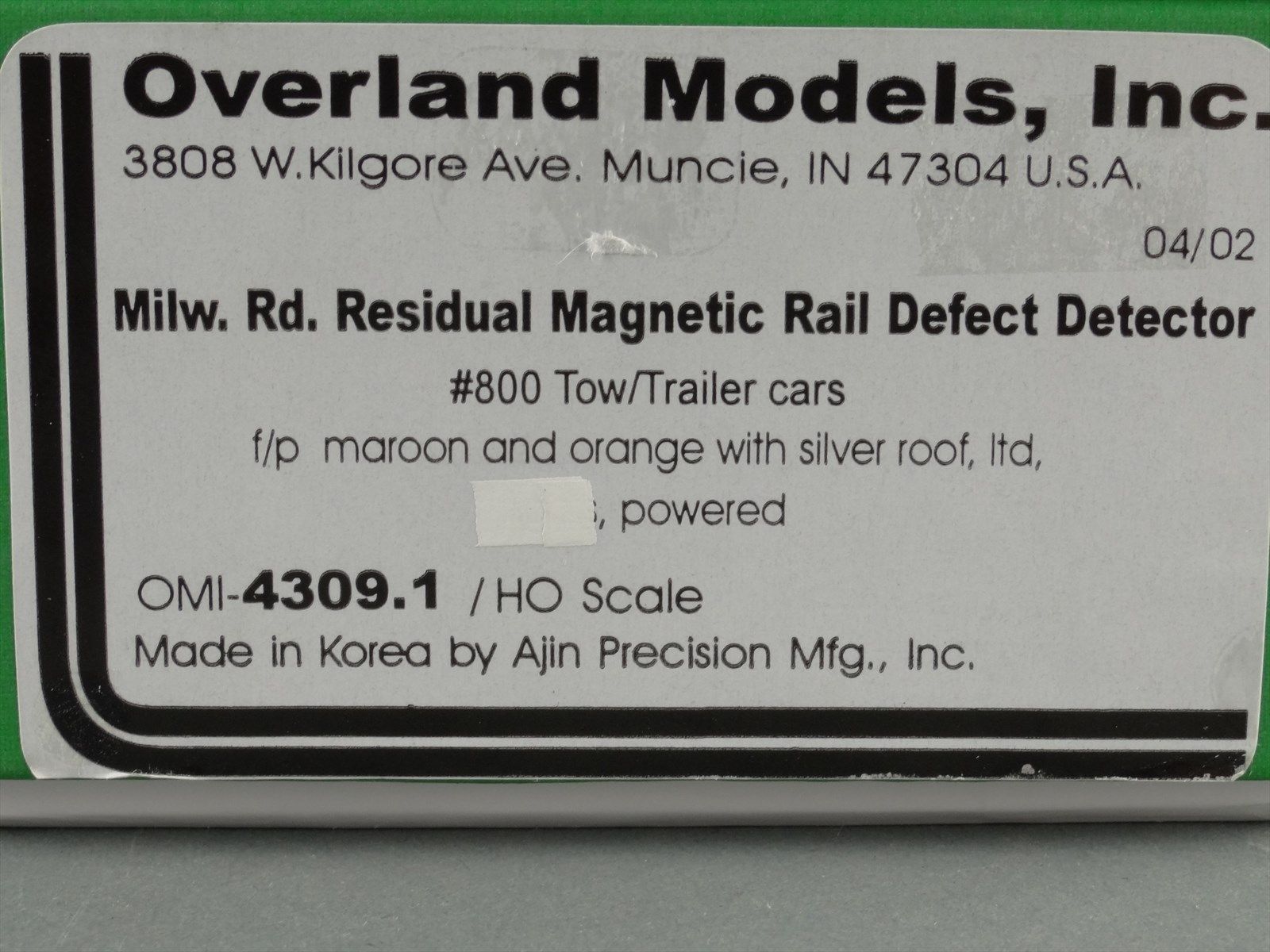 HO Brass Model Train - OMI 4309.1 Milwaukee Road - Magnetic Rail Defect ...